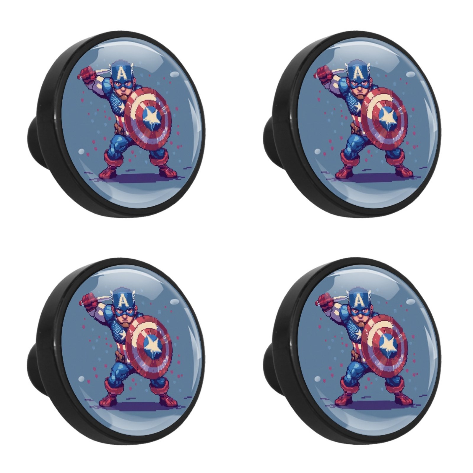 For Captain America ABS Glass Round Drawer Pulls with Screws (4PCS) 1 ...