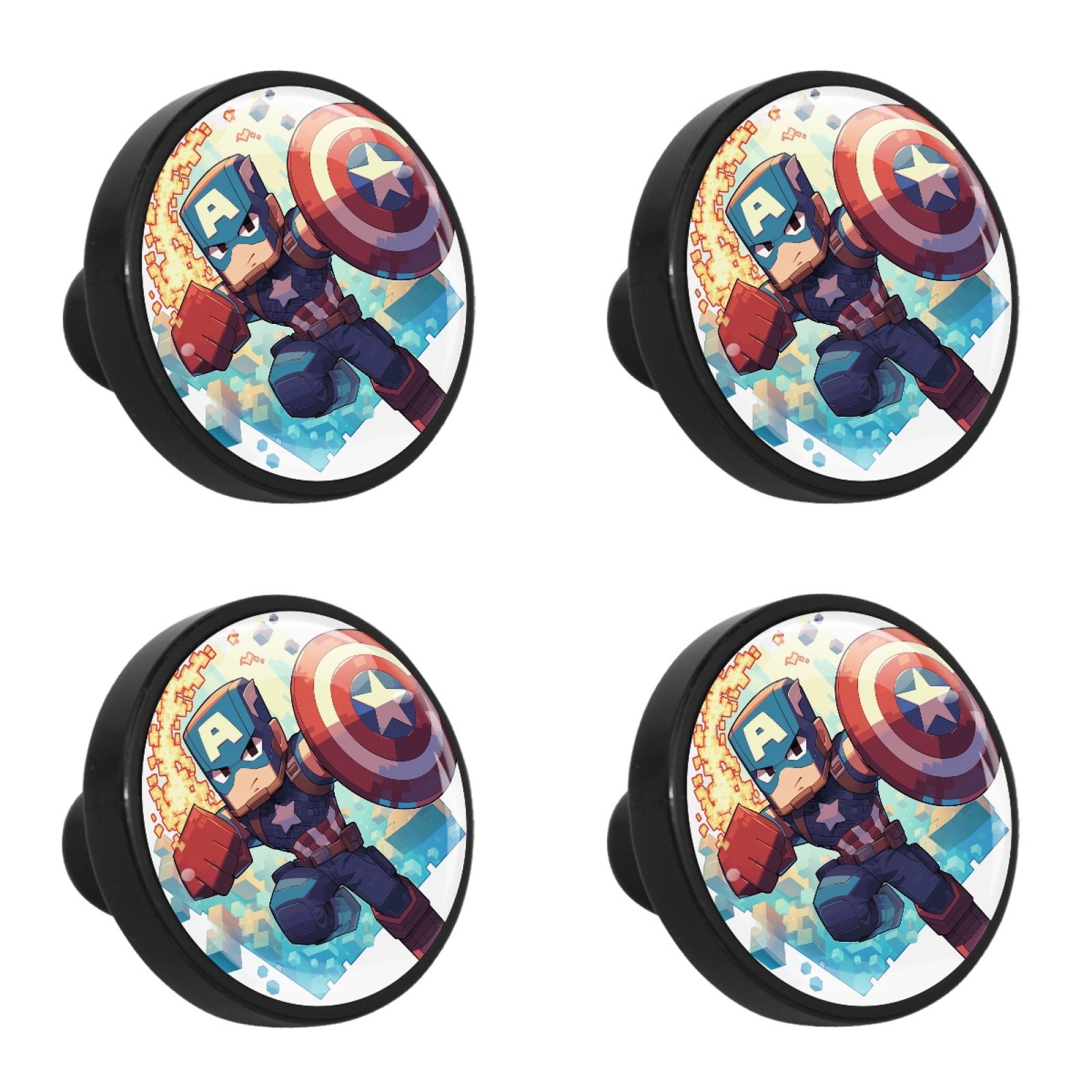 For Captain America ABS Glass Round Drawer Pulls with Screws (4PCS ...