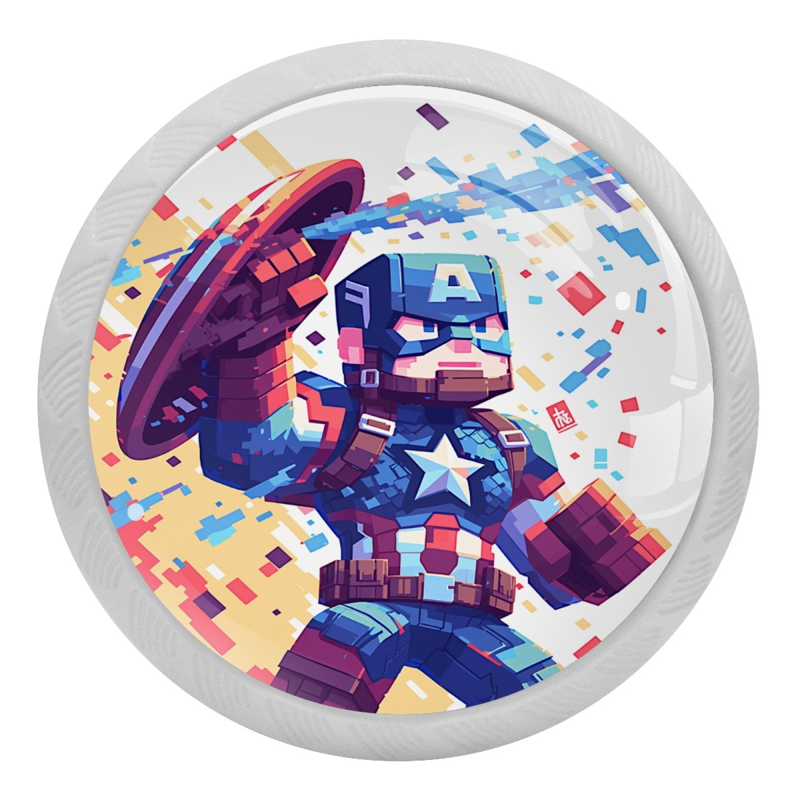 For Captain America Glow-in-the-Dark Crystal Cabinet Knobs Round 4-Pack ...