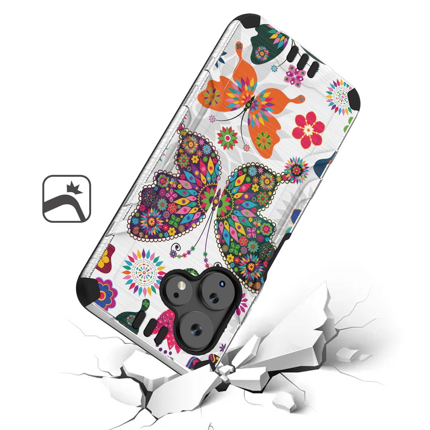For Celero 3 Plus Strong Tough Metallic Design Hybrid + Tempered Glass ...