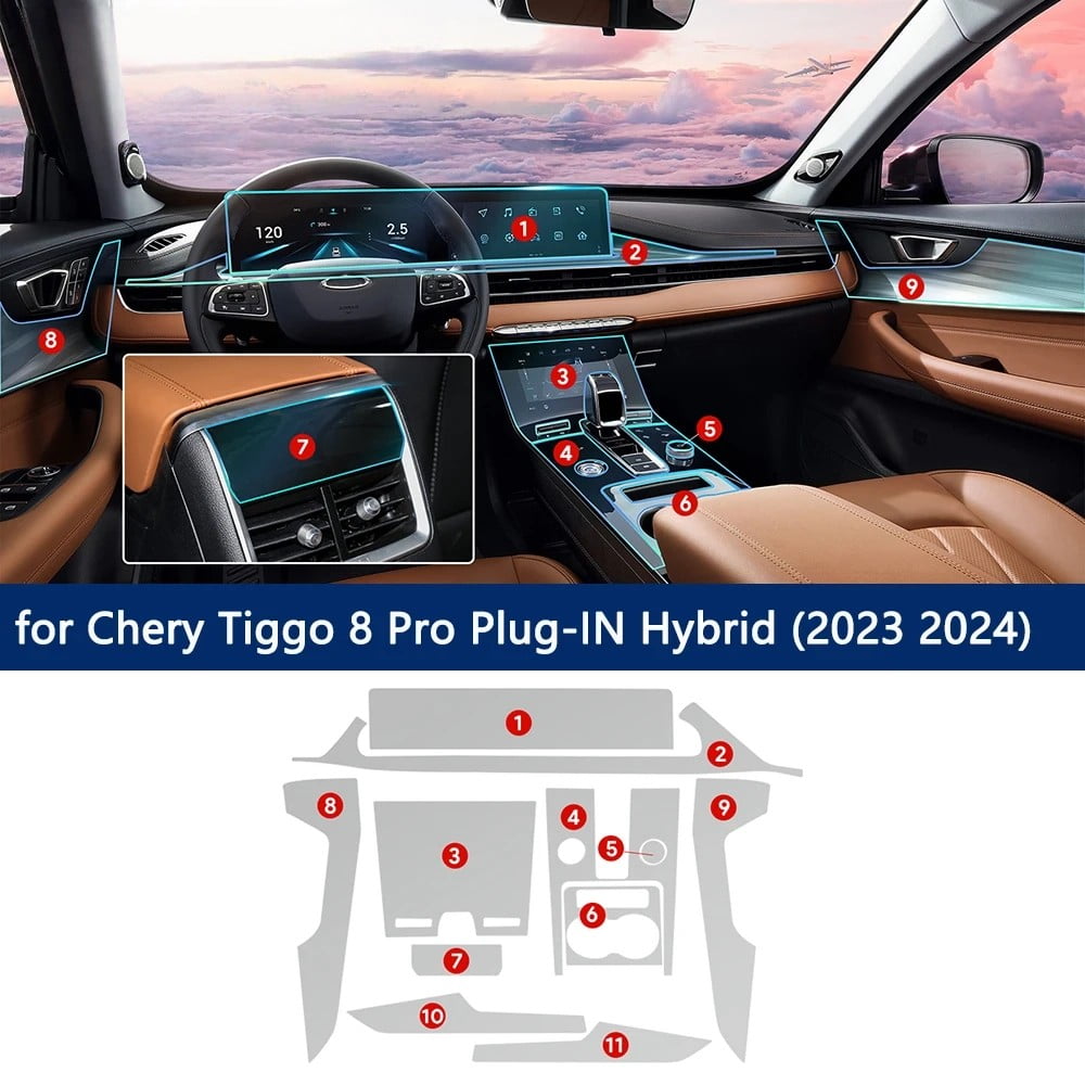 For Chery Tiggo 8 Pro Plug-IN Hybrid 2023 2024 Interior TPU Protective ...