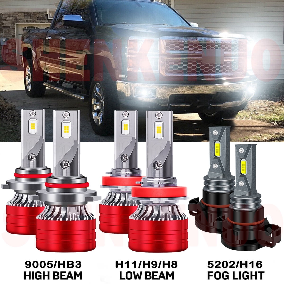 For Chevrolet Silverado 1500 2007-2015 Led Headlights 30000LM 9005 High ...
