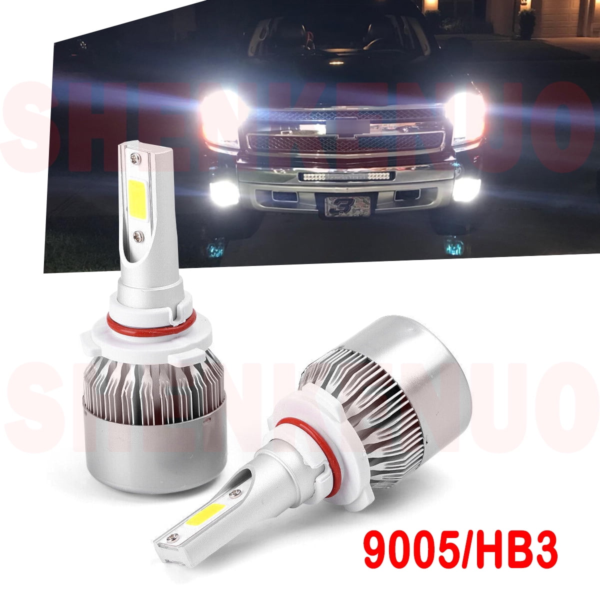 For Chevrolet Silverado 1500 2017 2018 Led Headlights 12000LM 9005 HB5 High Beam Bulbs 2pcs