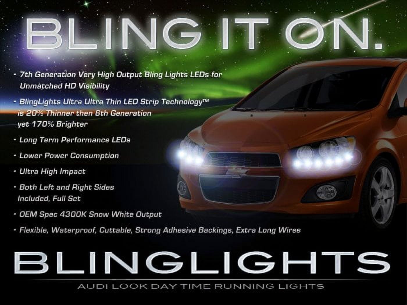 For Chevrolet Sonic LED DRL Head Lamp Daytime Running Light Strips ...