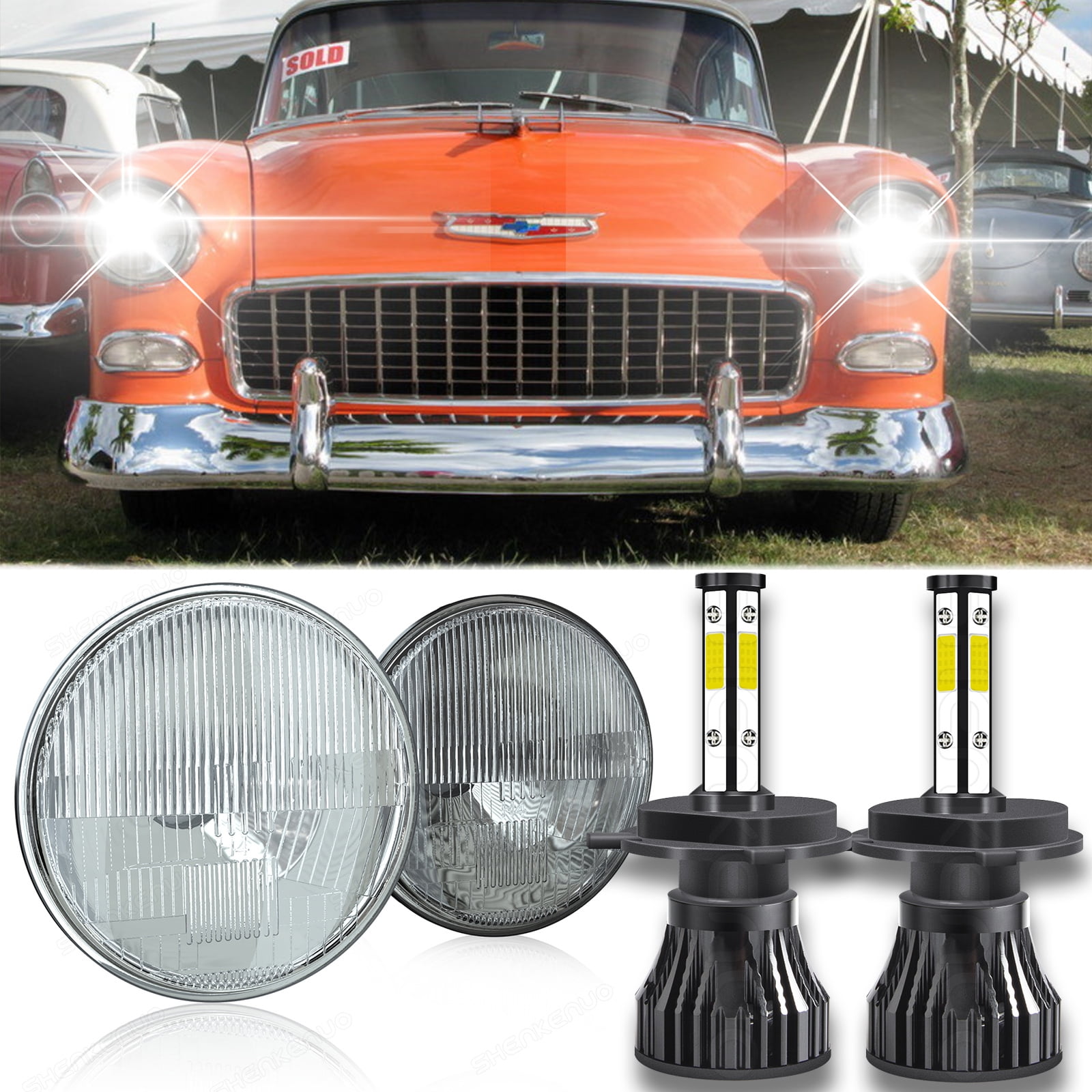 Super Bright LED Headlights for Chevrolet Chevy Bel Air 1955-1957, 7 ...