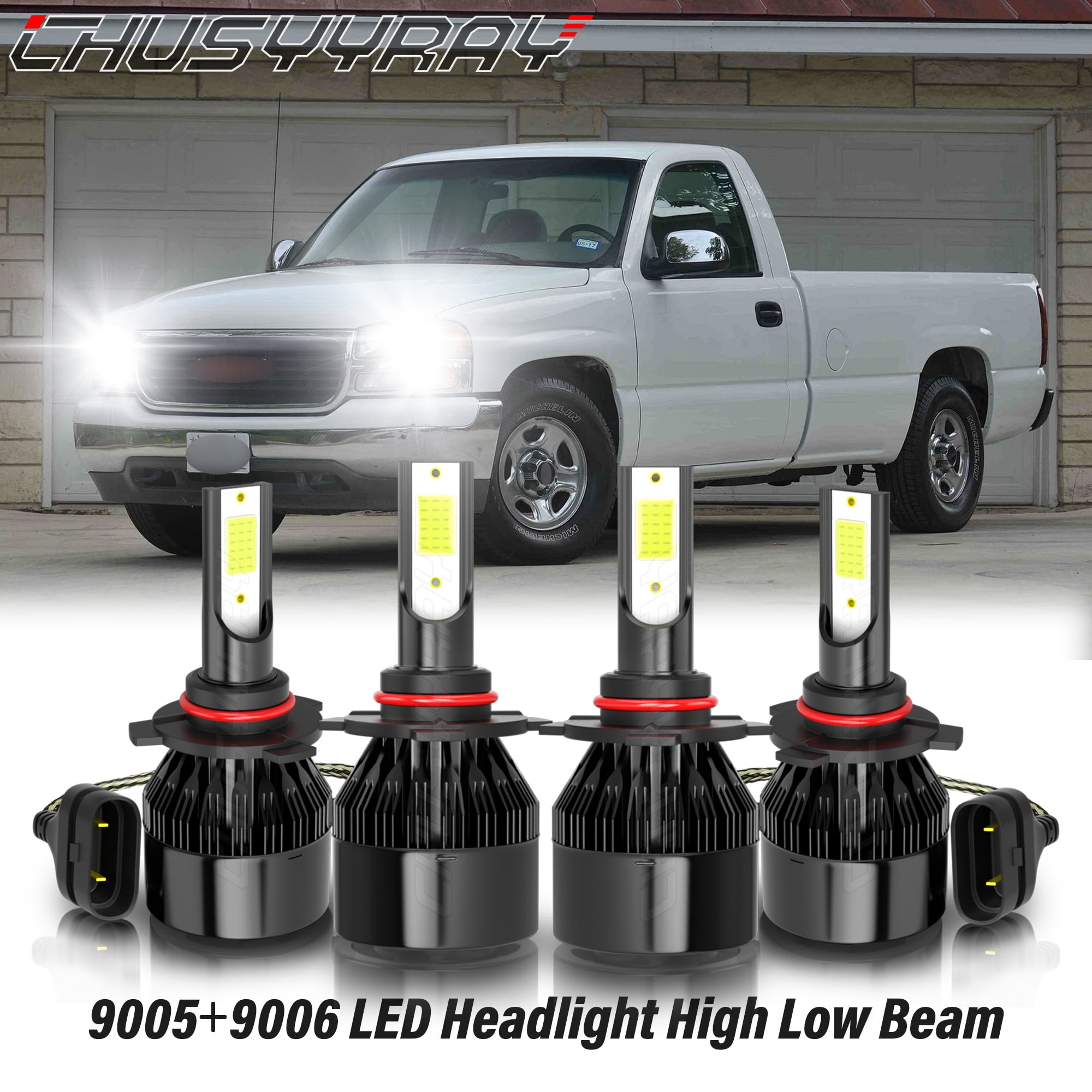 For Chevy C1500 1990-1997 1998 1999 LED Headlight Bulbs High Low Beam ...