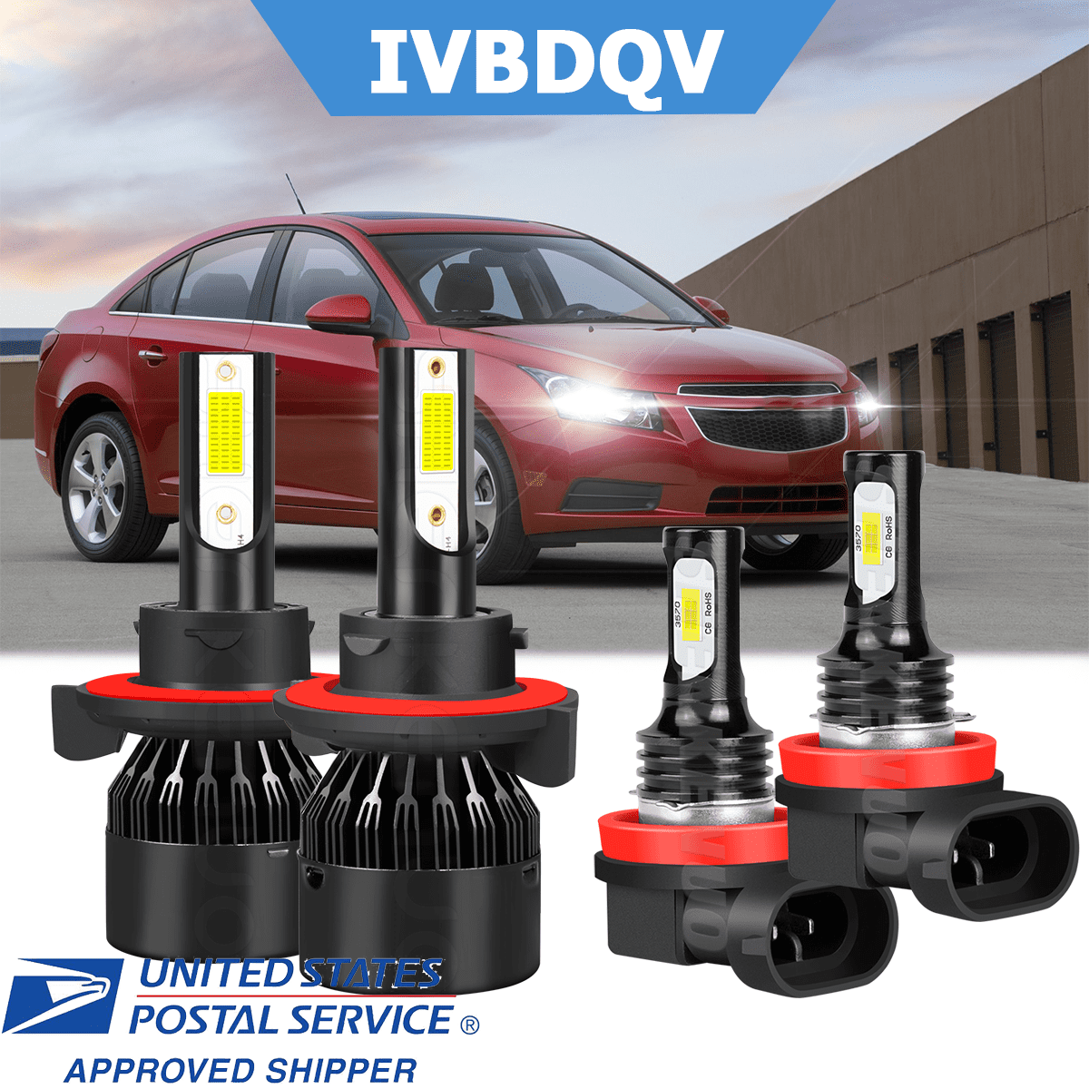 For Chevy Cruze 2011-2015 LED Headlight Bulbs H13 High/Low Beam + H11 ...