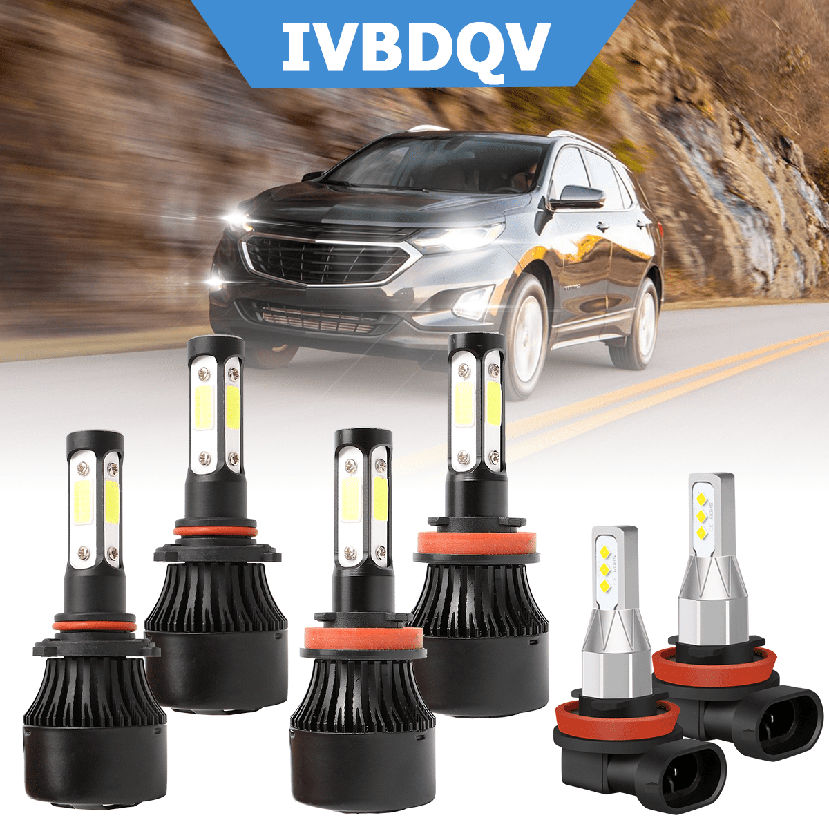 For Chevy Equinox 2010-2017 LED Headlights Combo High Low Beam + Fog Light Bulbs Kit 6Pcs Bright ...
