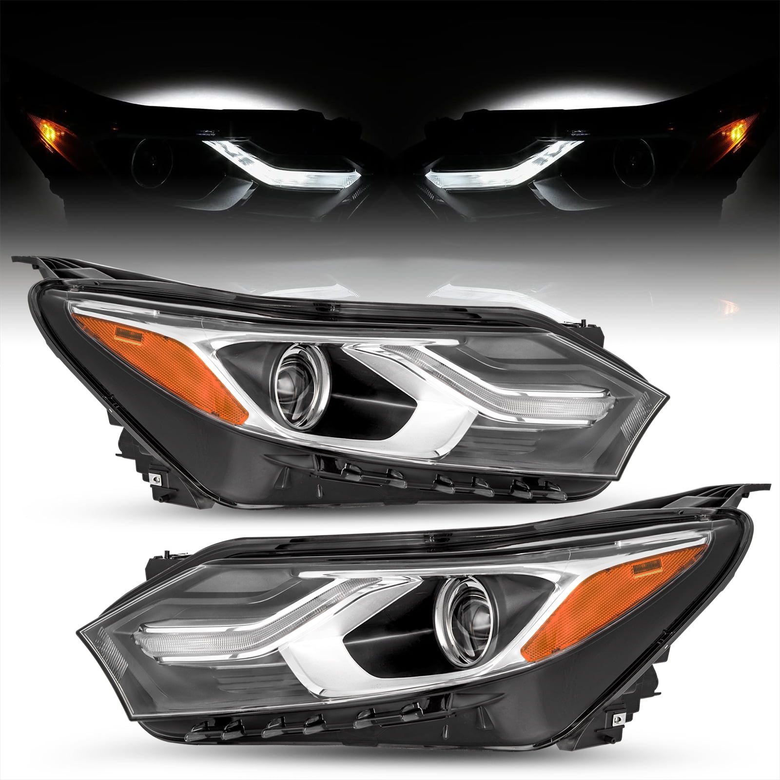 For Chevy Equinox 2018-2020 Halogen Headlights Headlamps w/ LED DRL ...
