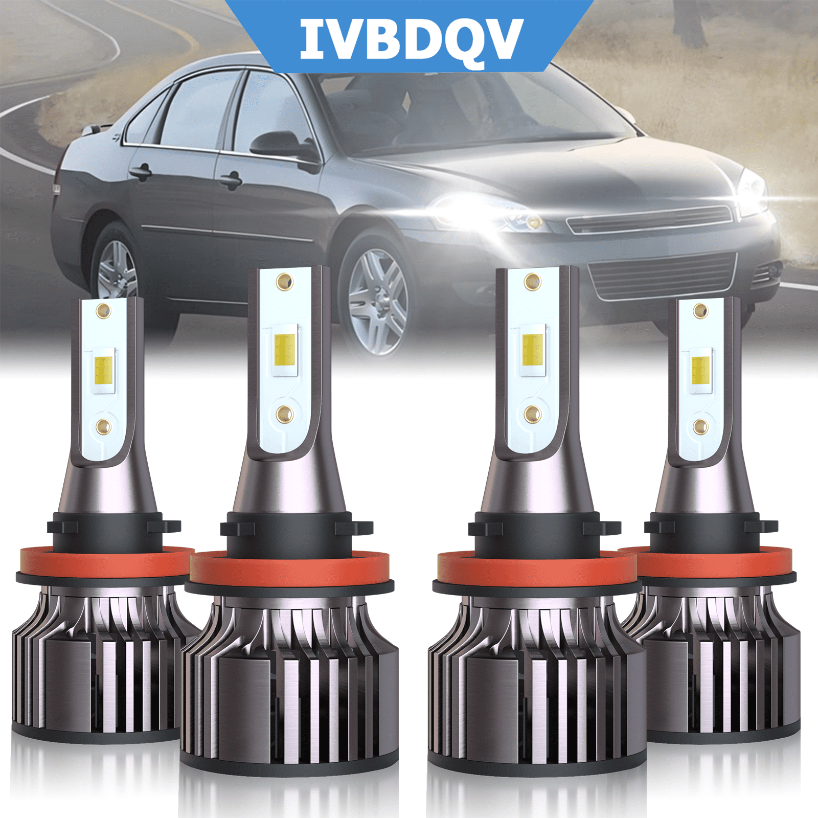For Chevy Impala 2006-2013 LED Headlight H9 H11 High Low Beam Bulb 4PC ...