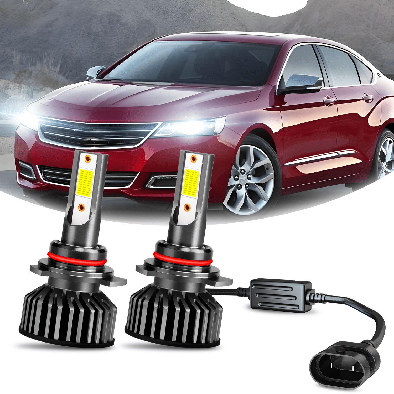 For Chevy Impala 2014-2015 LED Headlights 9012/HIR2 High Low Beam Bulb ...