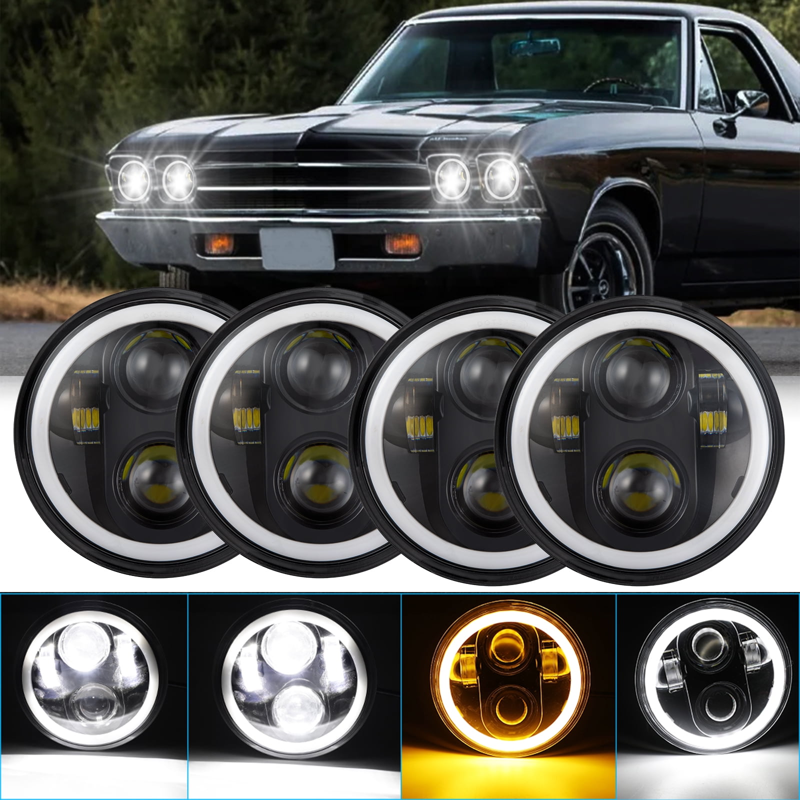 For Chevy Impala El Camino 5.75" 5-3/4"LED Headlights Hi/Lo Beam Angle ...