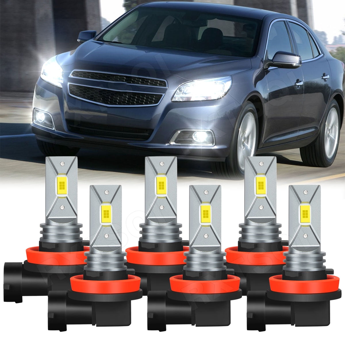For Chevy Malibu 2006-2012 6000K 6PC LED Headlights H9+H11 High&Low ...