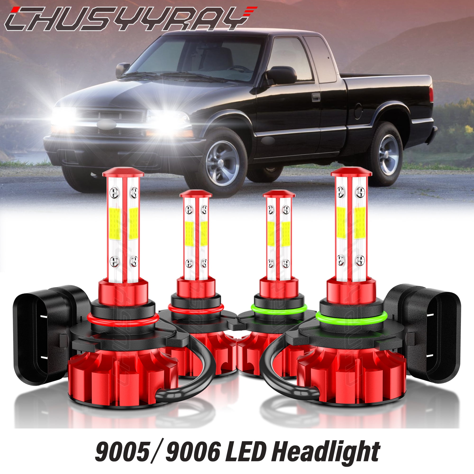 For Chevy S10 1998-2003 - 4Pcs 6000K White LED Headlight High & Low ...