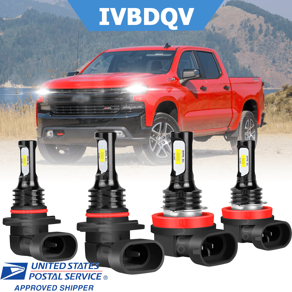 For Chevy Silverado 1500 2007-2021 LED Headlight Bulbs 9005+H11 HIGH ...