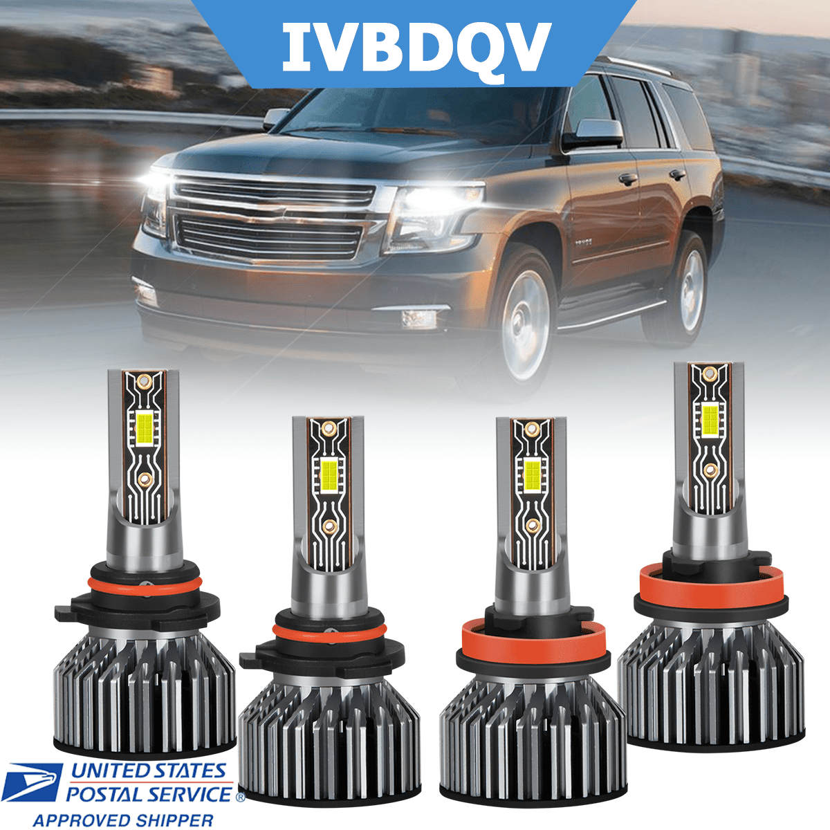 For Chevy Tahoe 2007-2020 LED Headlights Combo 9005 High Beam + H11 Low Beam Kit 4Pcs 6000K ...