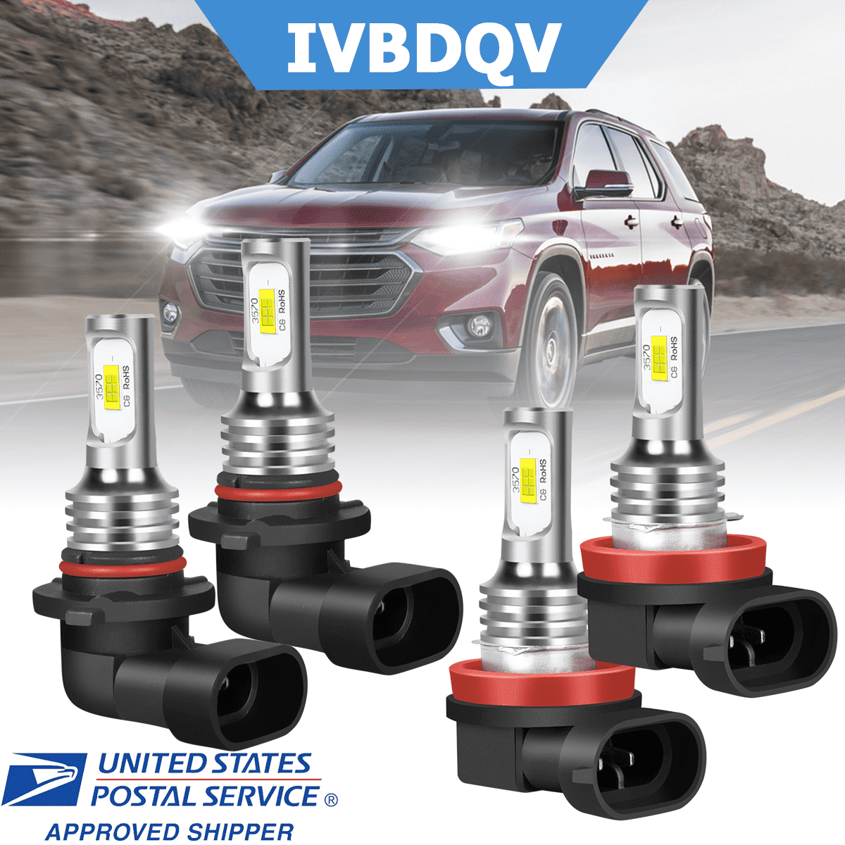 For Chevy Traverse 2009-2012 LED Headlight Bulb 9005 H11 Hi/Lo Beam ...