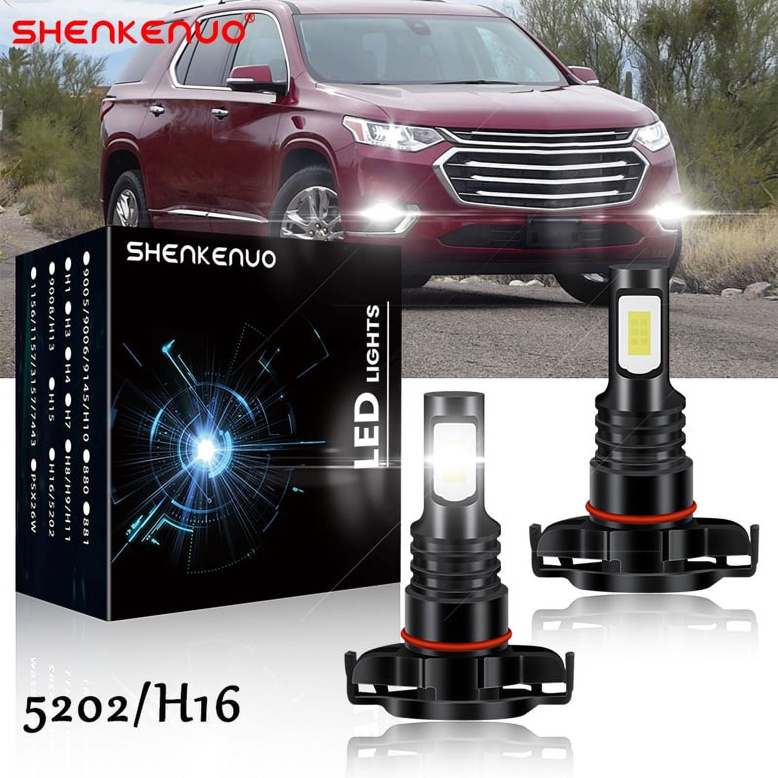 For Chevy Traverse 2018 2019 2020 LED Fog Driving Light 2504 5202 H16 ...