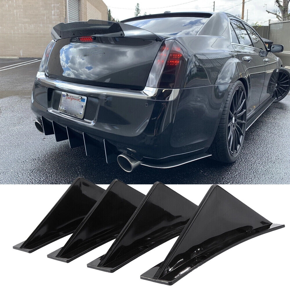 GEARZAAR Rear Bumper Diffuser, Shark Fins, fits Chrysler 300, Glossy ...