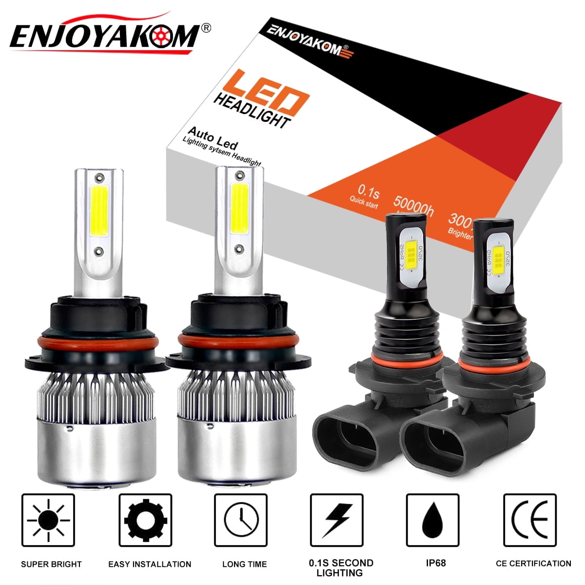 For Chrysler Cirrus 1995-2000 -4x LED Headlight Bulbs 9007/HB5 High Low ...