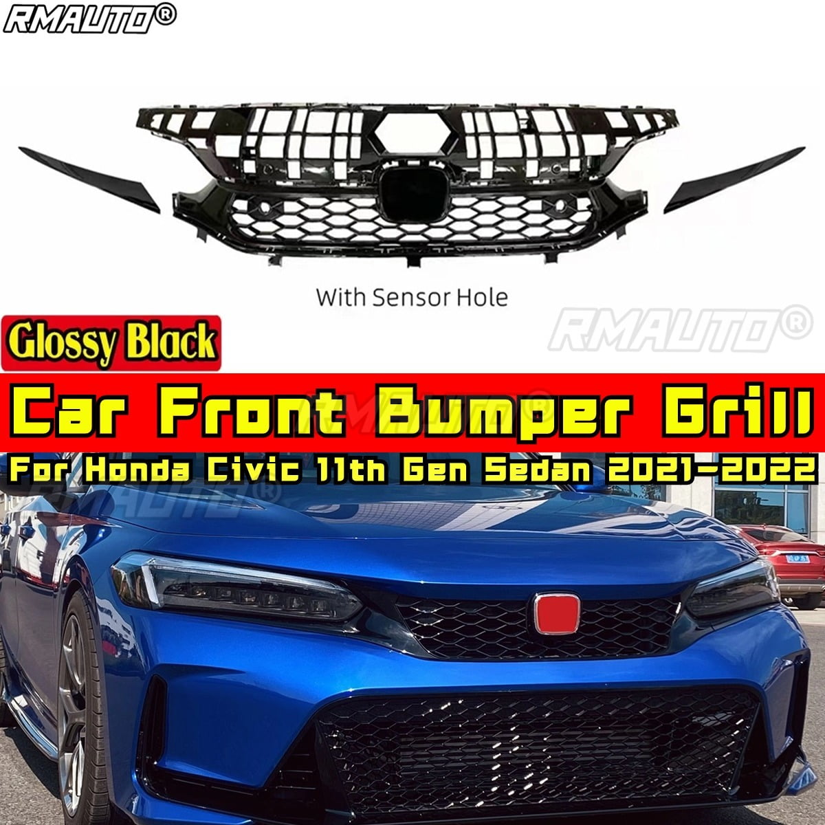 For Civic Body Kit Car Grille Glossy Black TR style Car Grill Grills ...