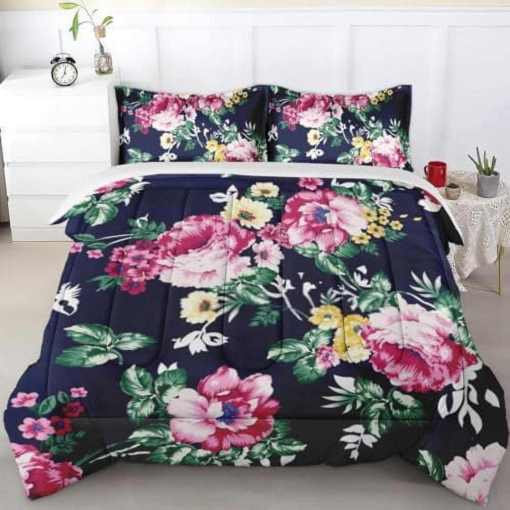 For Comforter Set Full Size, Red Rose Flower Floral Bedding Set for ...