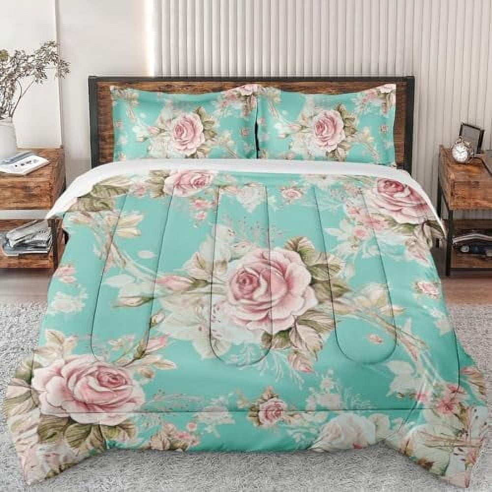 For Comforter Set Size, Burgundy Red Flower Gray Soft Bedding Set for ...