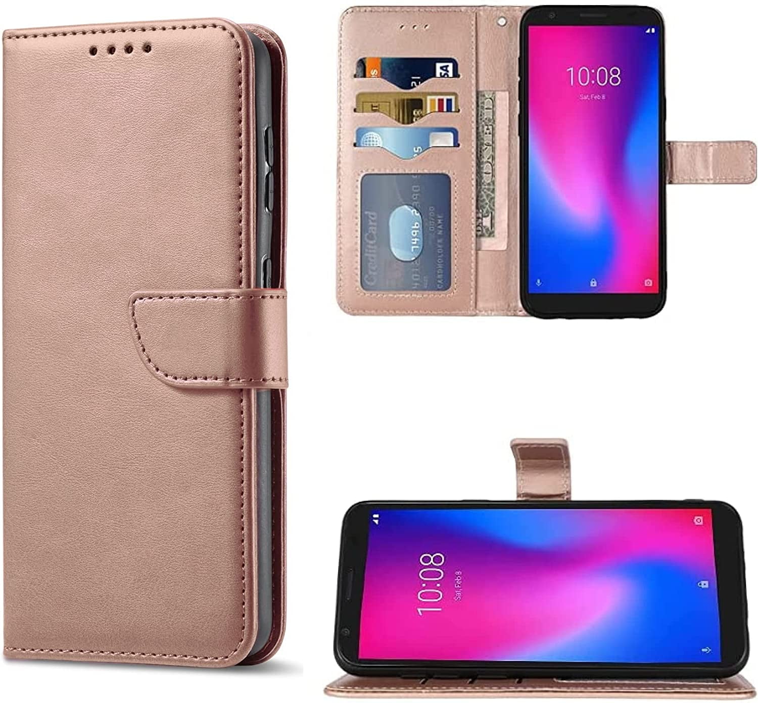 For Consumer Cellular ZTE ZMAX 5G Z7540 Wallet Pouch Cover Phone Case ...