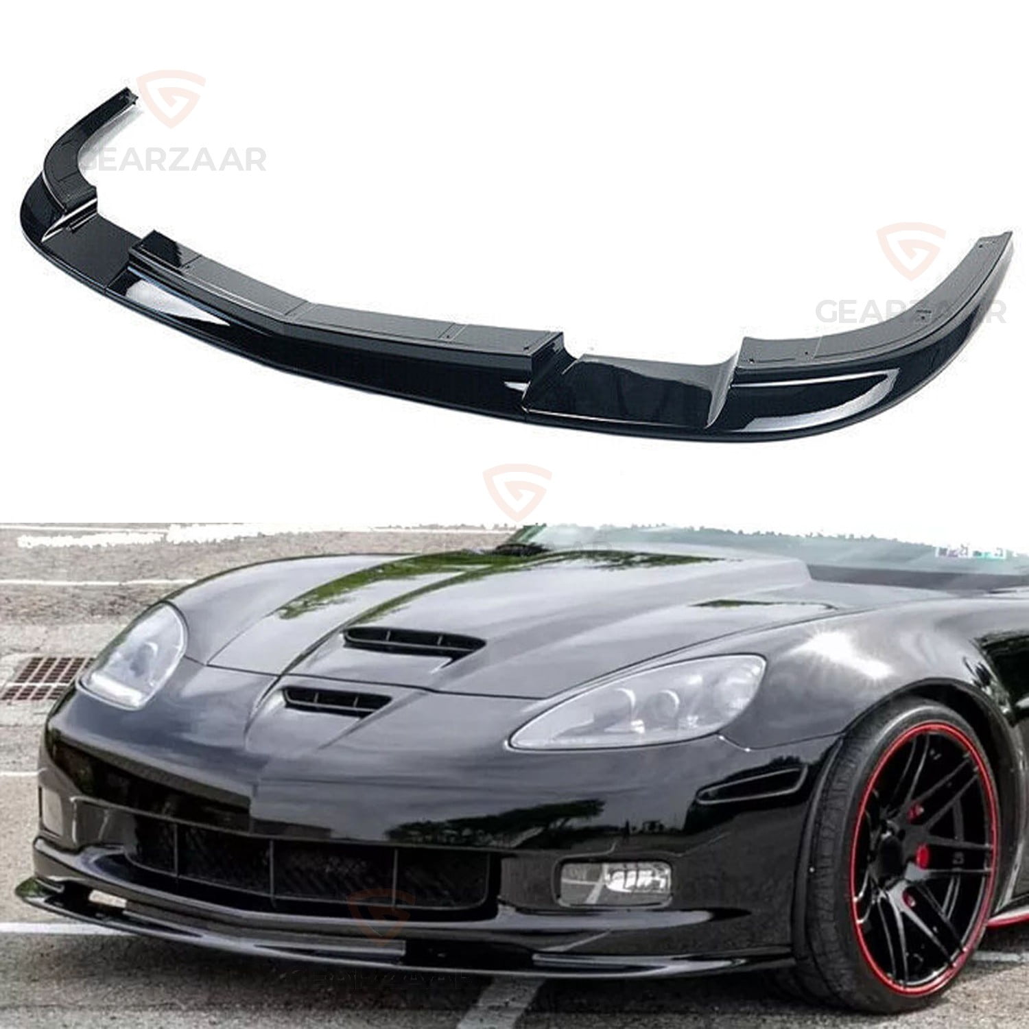 For Corvette C6 Z06 06-13 | ZR1 Style Glossy Black Front Bumper ...