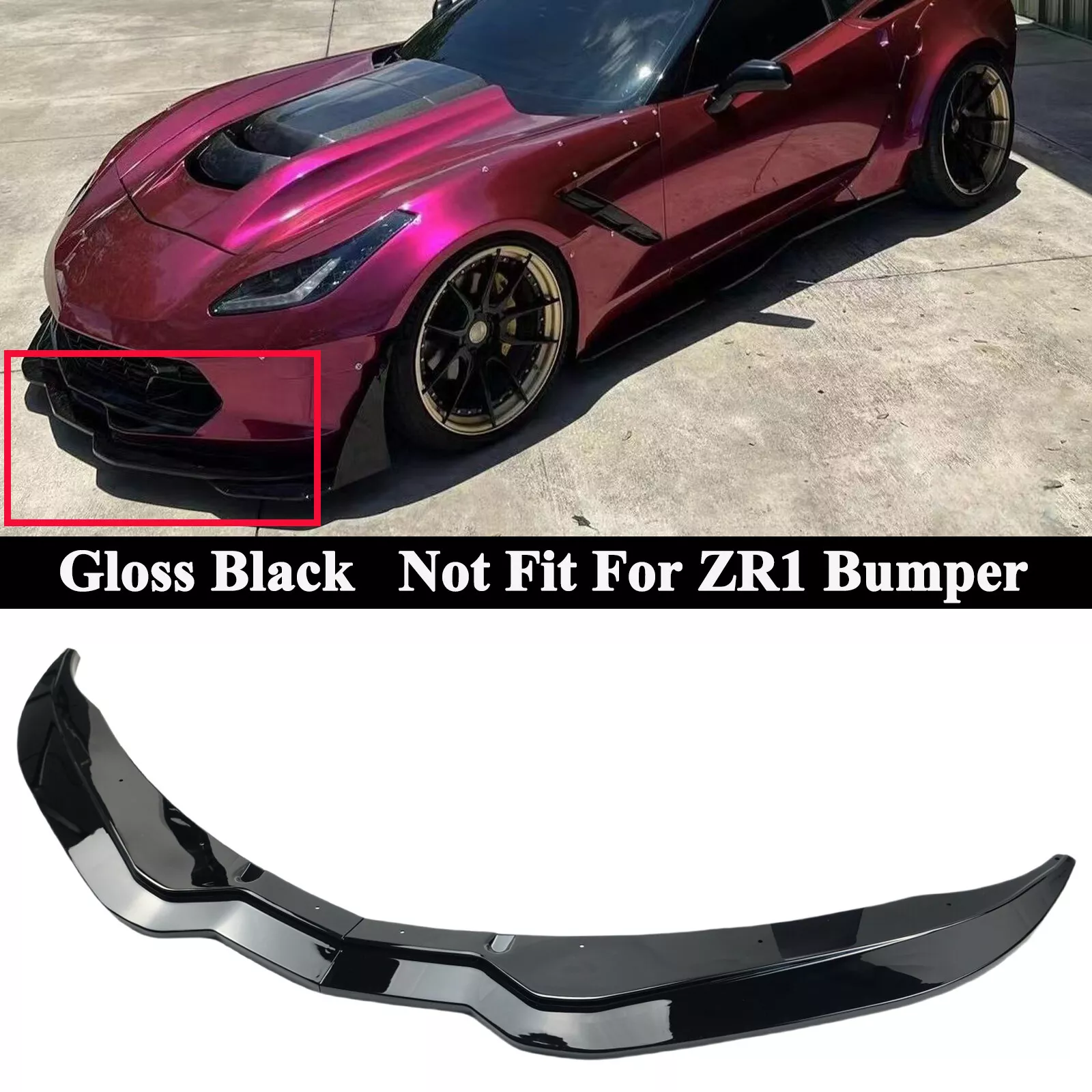 For Corvette C7 Z06 Stingray 2014-2019 Stage 3 Front Bumper Lip ...