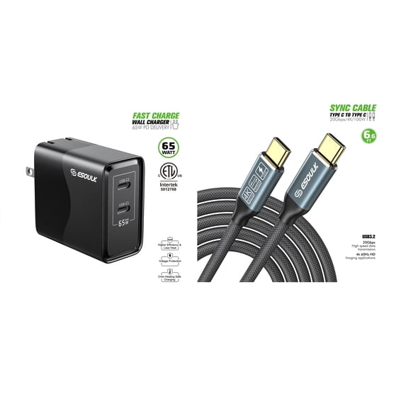 For Cricket Icon Plus 2026 SN333 65W Fast Home Wall Travel Charger PD ...