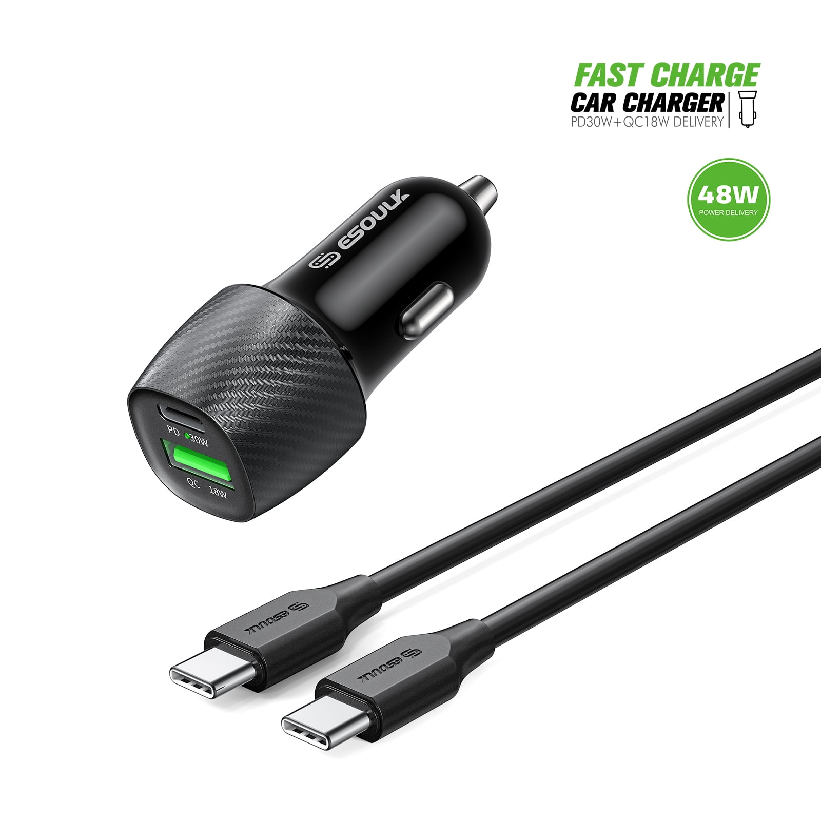 For Cricket Magic 2 5G 2024 48W Car Charger PD + 2.4A USB with 3FT C to ...