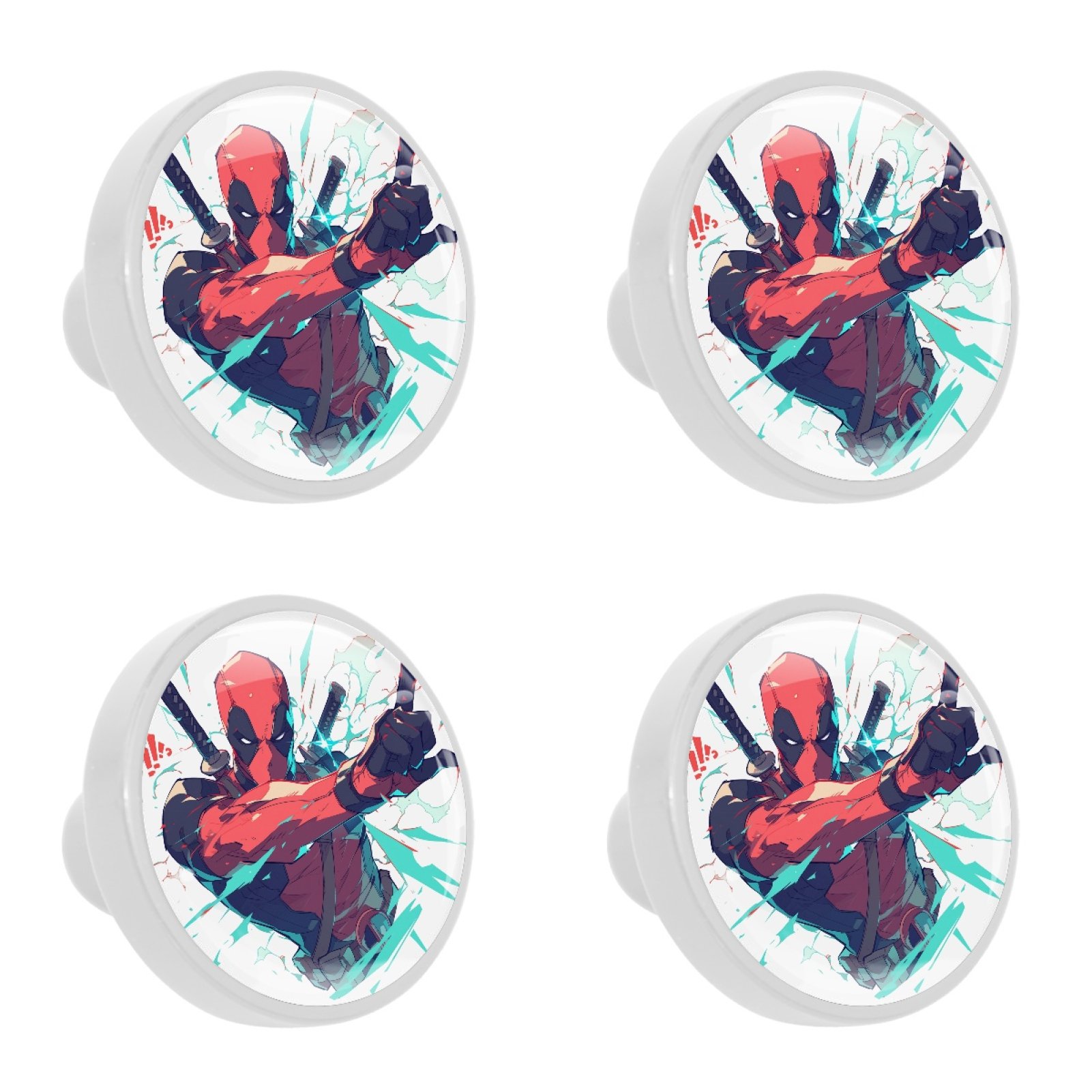 For Deadpool 4PCS Crystal ABS Glass Drawer Pulls with Screws - 1.3x1.0 ...