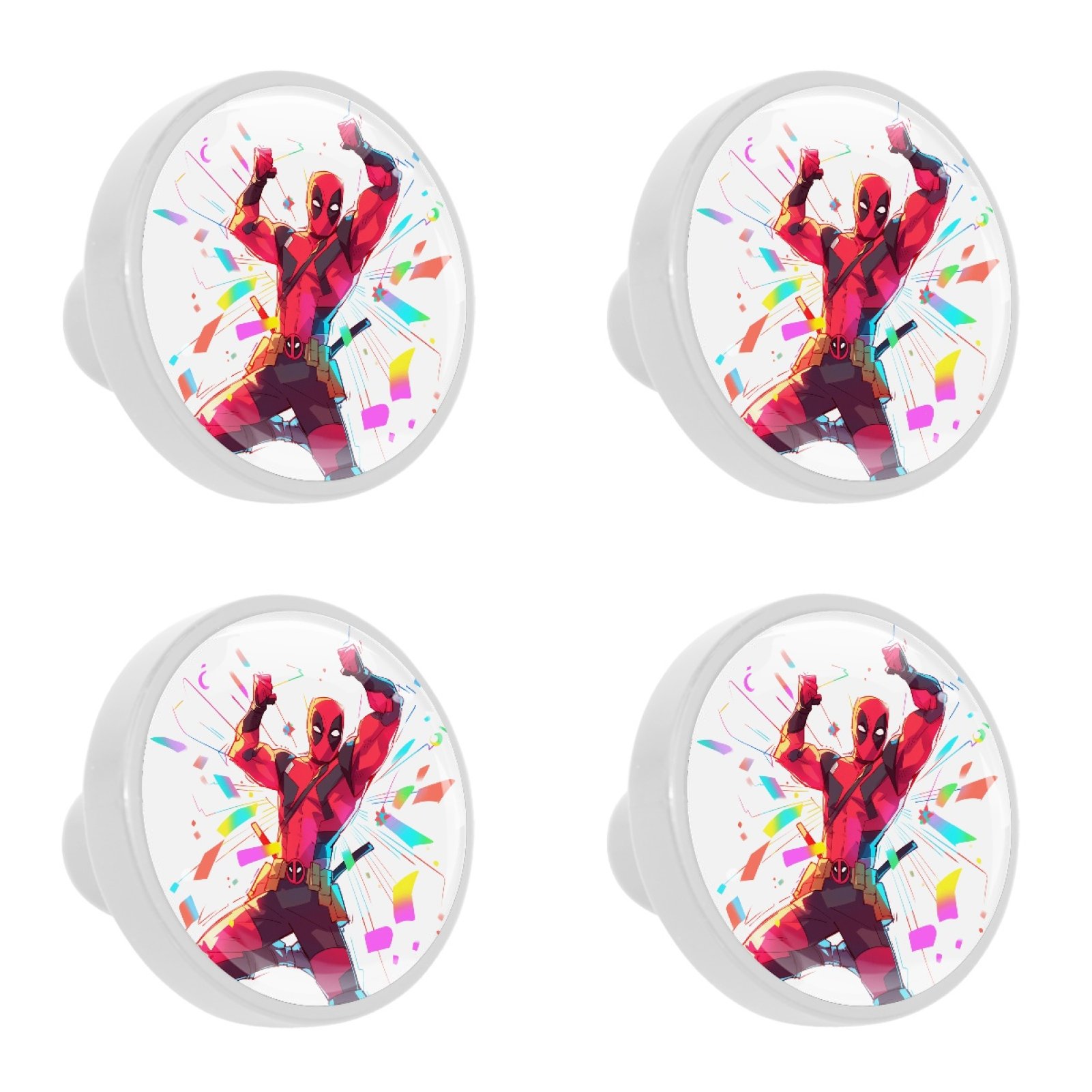 For Deadpool 4PCS Drawer Knobs with Screws, ABS Glass Material, 1.3x1.0 ...