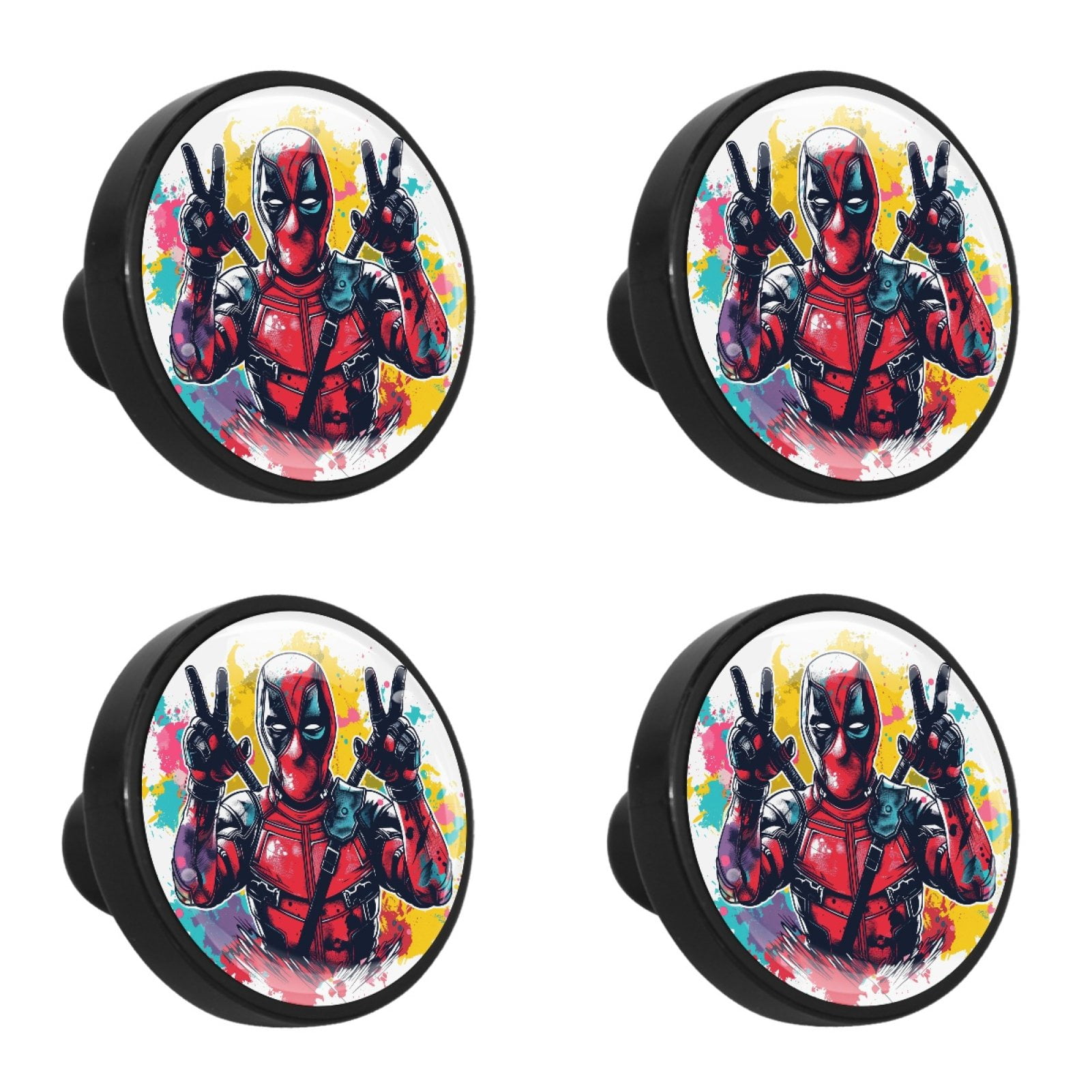 For Deadpool 4PCS Round Drawer Pulls with Screws, ABS and Glass Cabinet ...