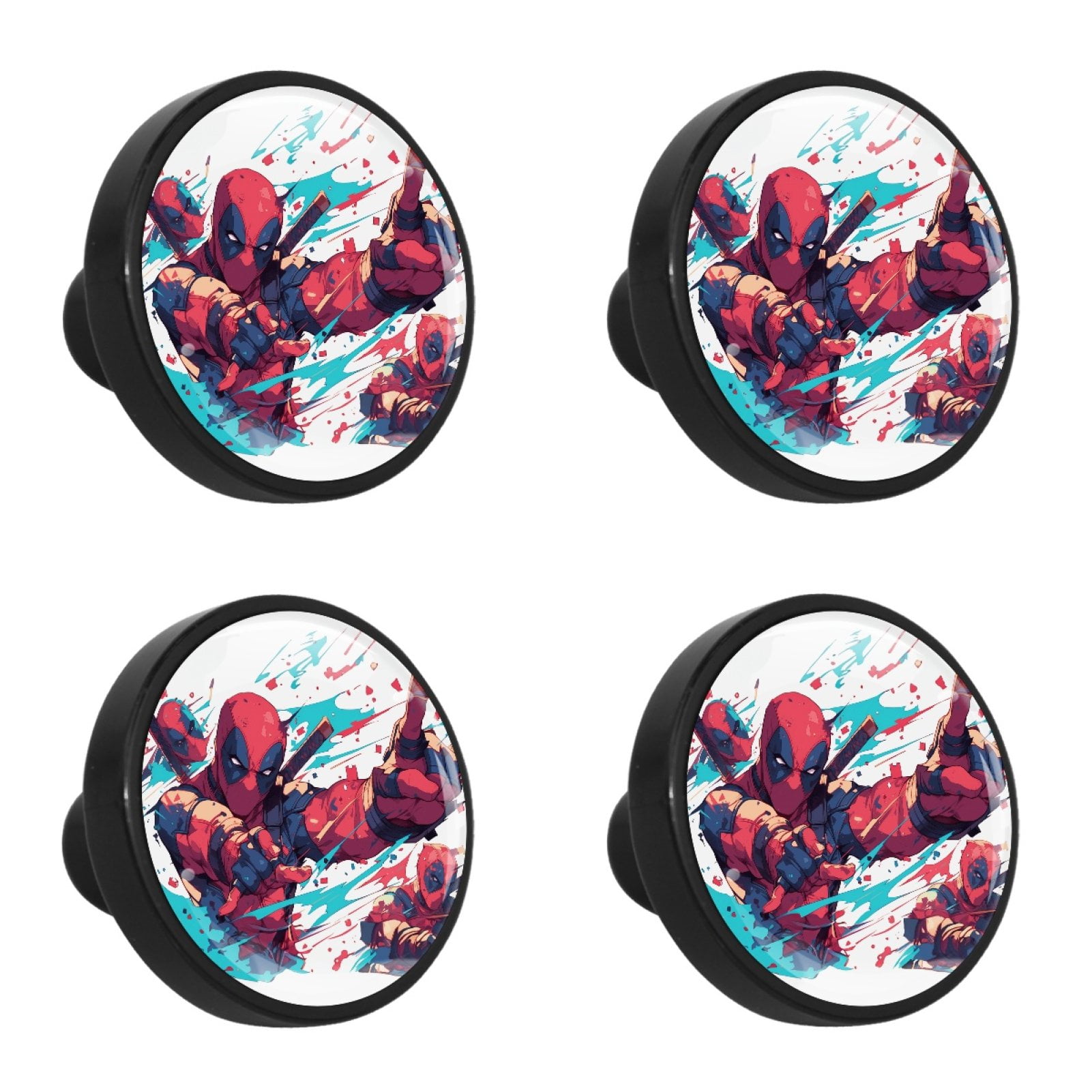 For Deadpool ABS Glass Round Drawer Pulls with Screws (4pcs) 1.3x1.0 in ...