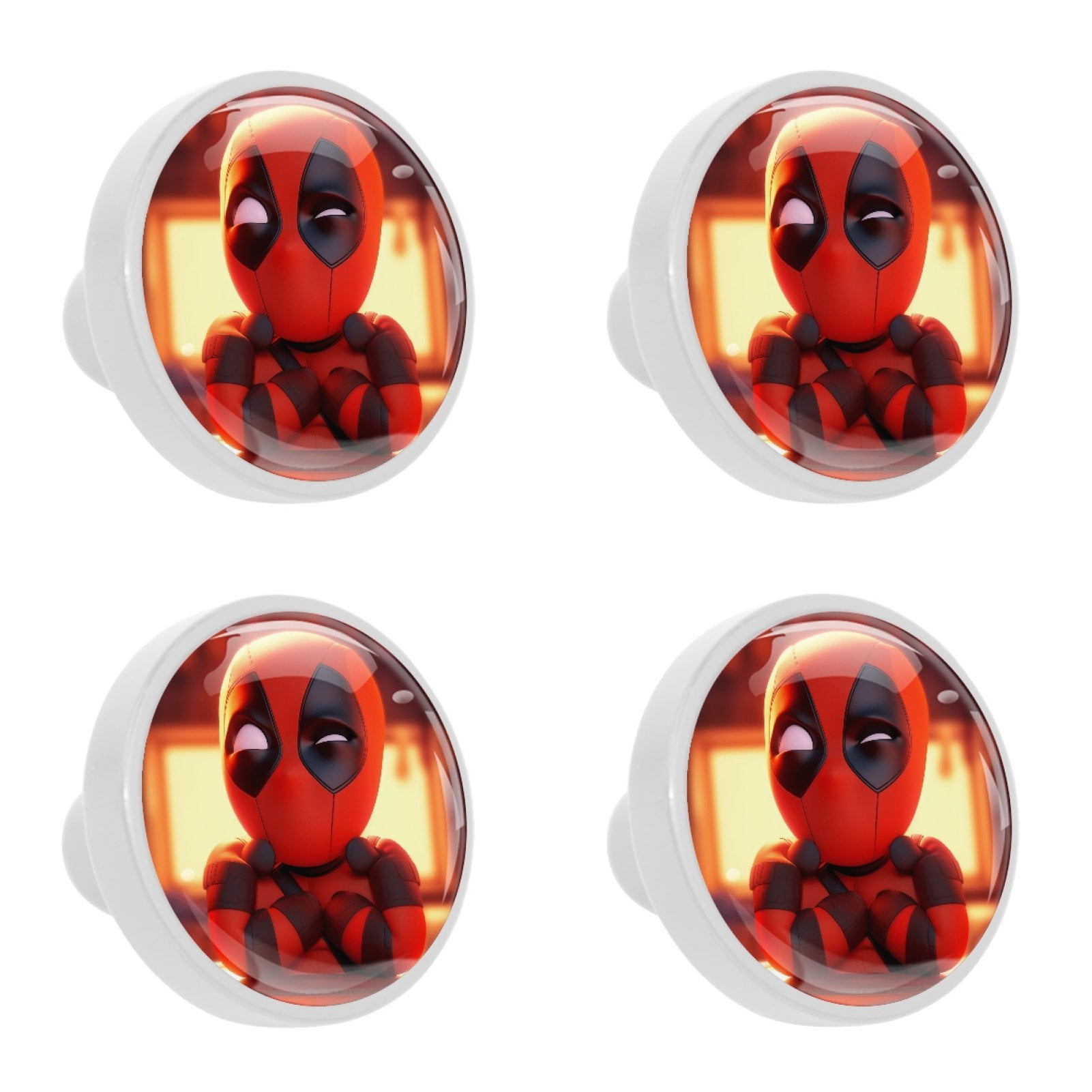For Deadpool Abs Glass Drawer Pulls with Screws (4PCS) - 1.3x1.0 in/3 ...