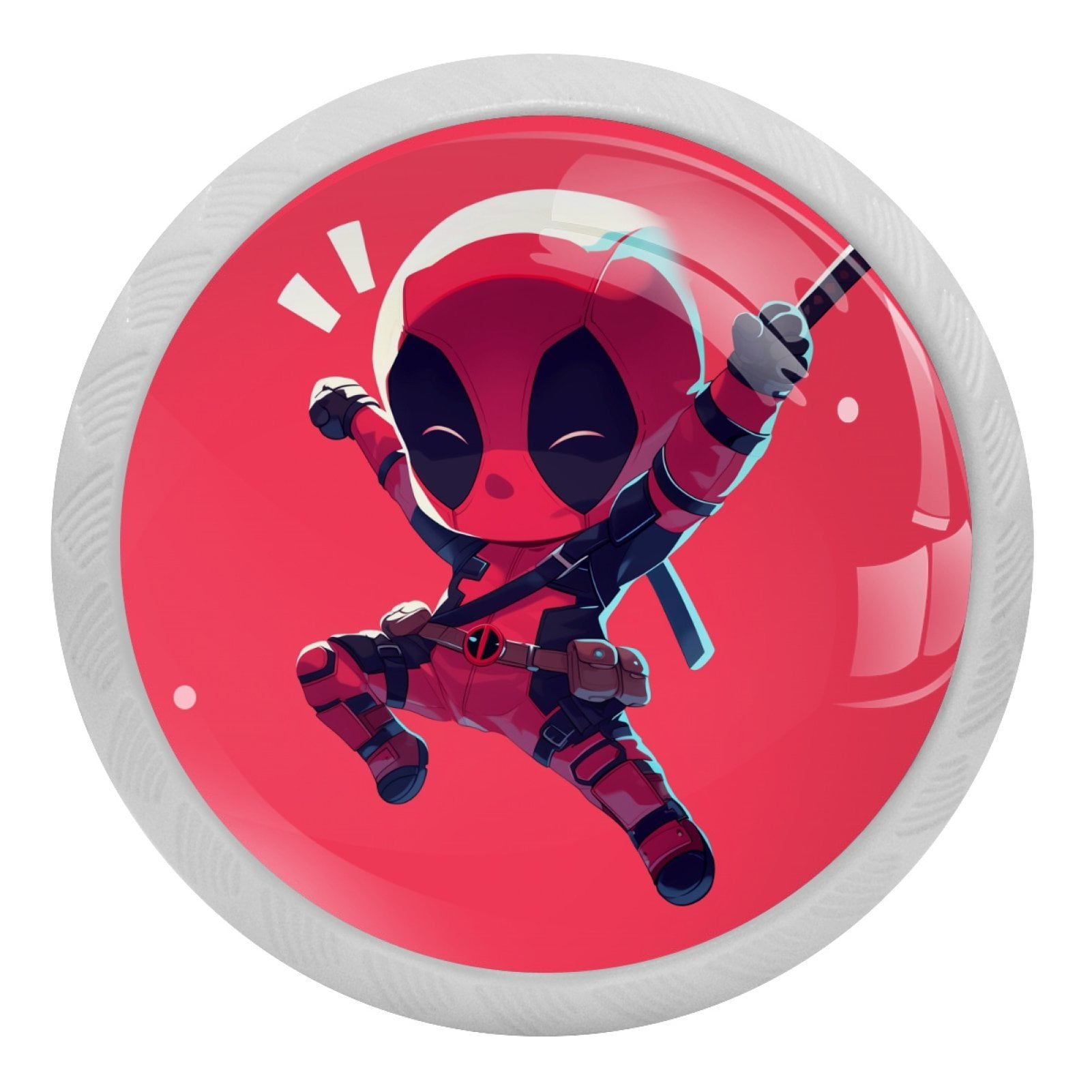 For Deadpool Glow-in-the-Dark Round Drawer Knobs 4-Pack with Screws for ...
