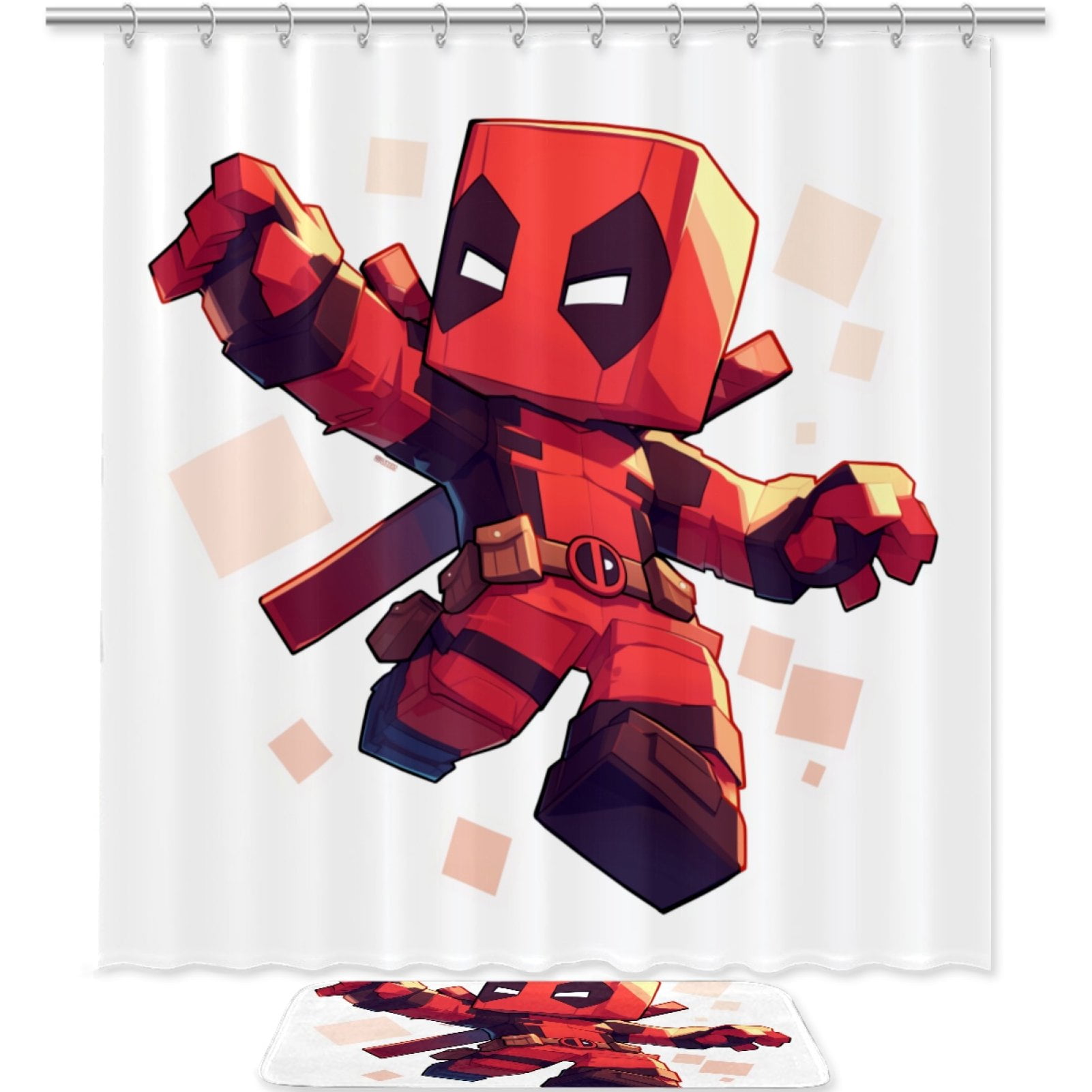 For Deadpool Pongee Shower Curtain and Polyester Floor Mat Set ...