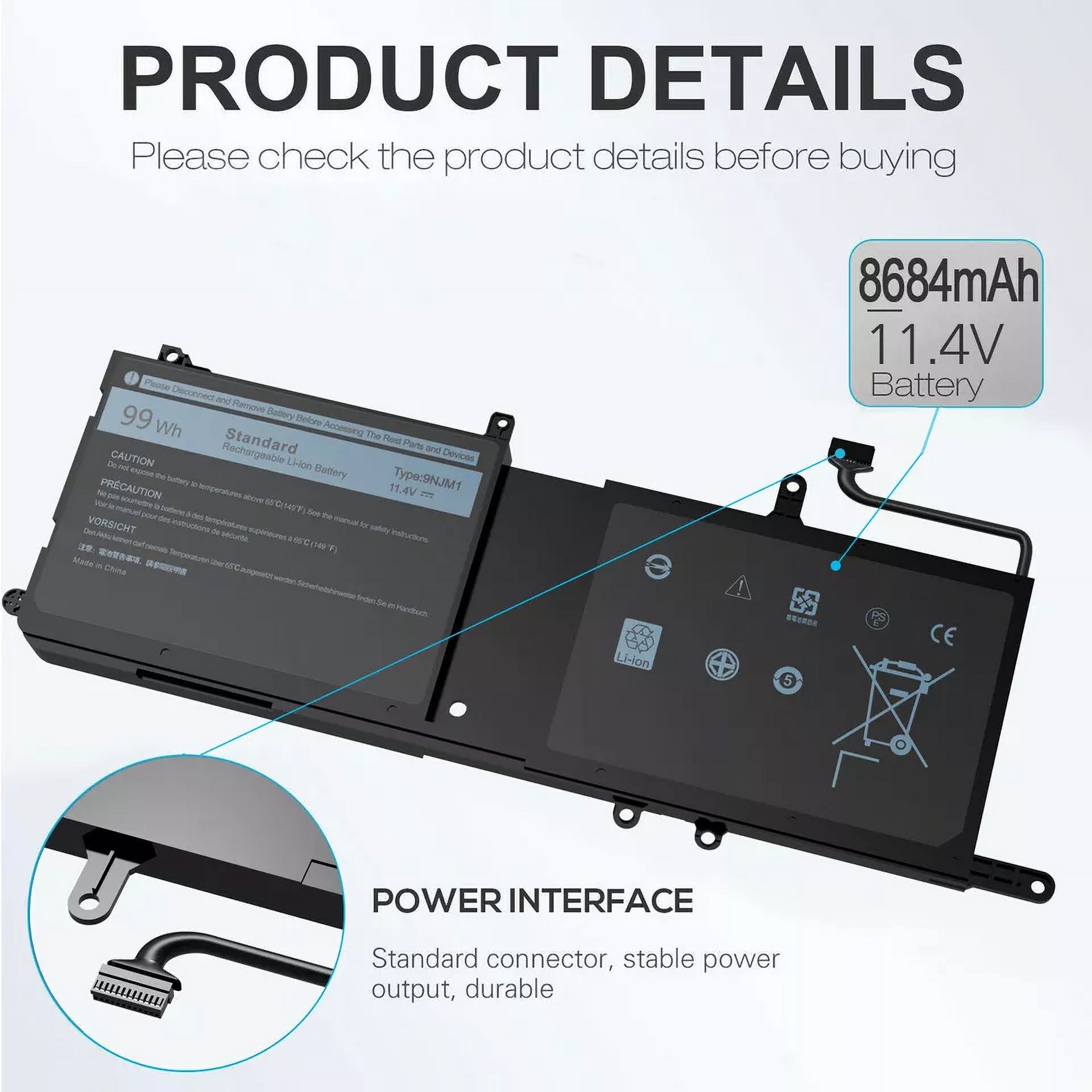 For Dell 9NJM1 Battery Alienware 15 17 R3 R4 R5 Series 44T2R MG2YH ...