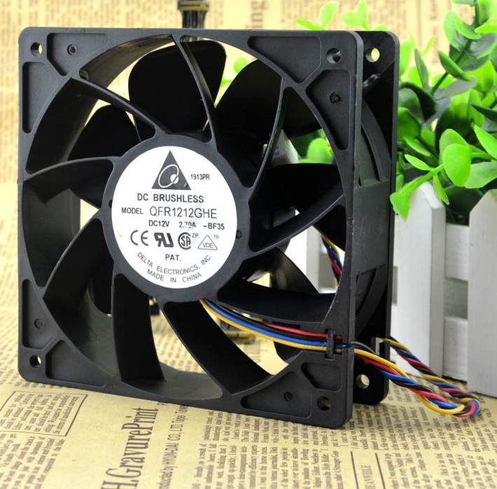 For Delta Electronics QFR1212GHE BF35 DC 12V 2.70A 120x120x38mm 4-Wire Server Cooling Fan ...