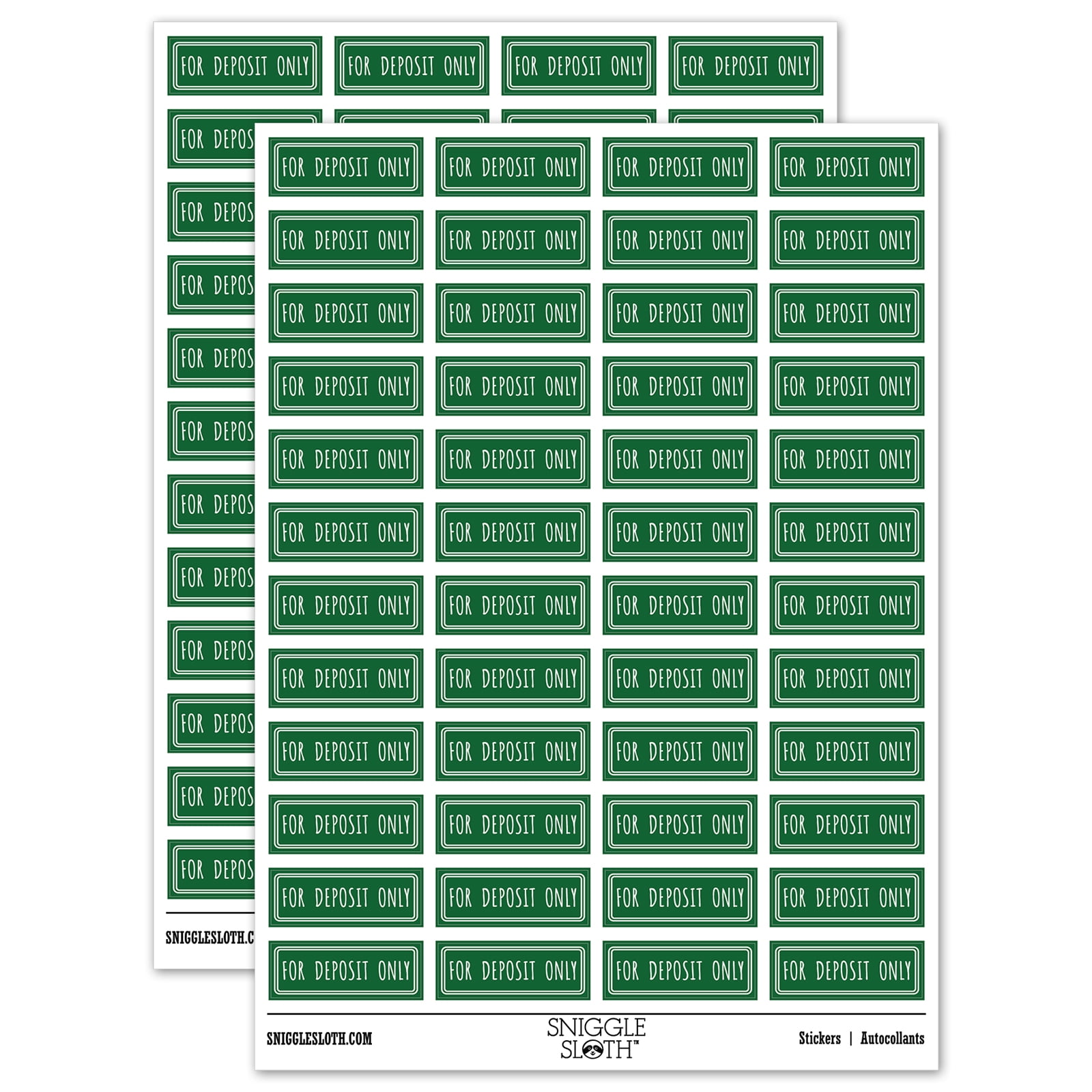 For Deposit Only Double Border Bank Check Sticker Set - Dark Green ...