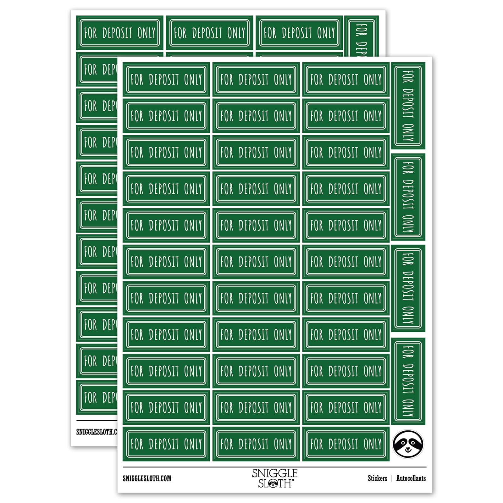 For Deposit Only Double Border Bank Check Sticker Set - Dark Green ...