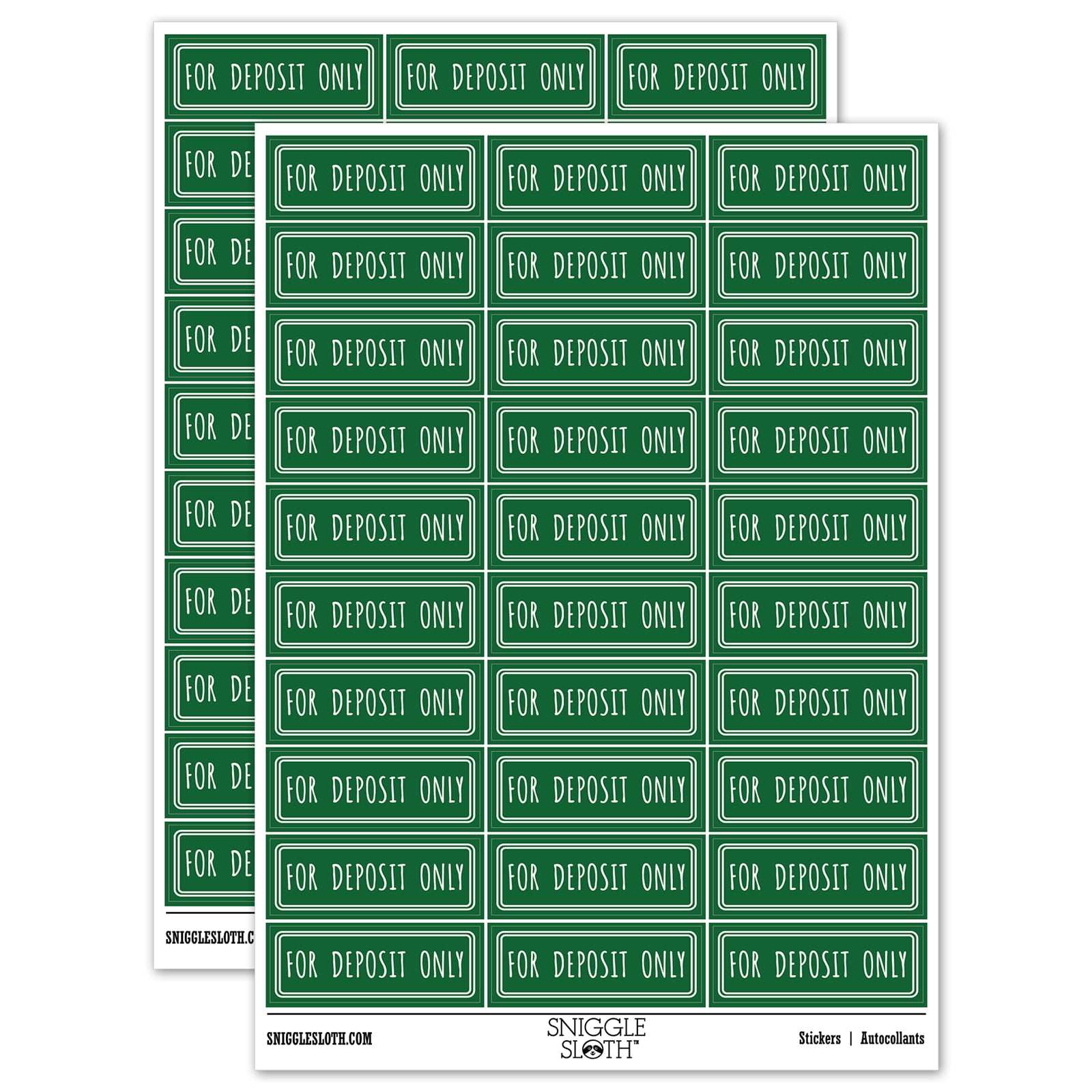 For Deposit Only Double Border Bank Check Sticker Set - Dark Green ...