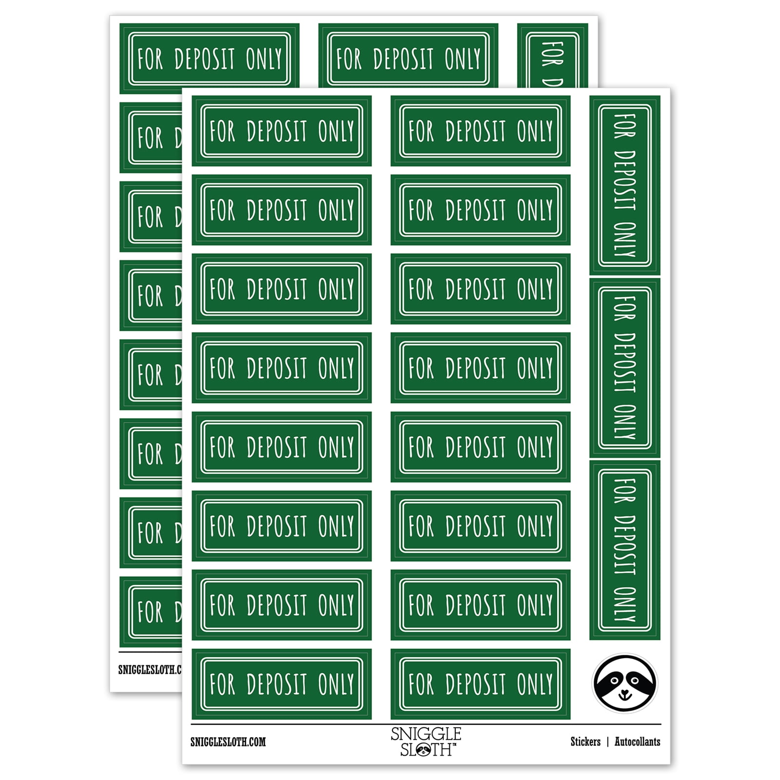 For Deposit Only Double Border Bank Check Sticker Set - Dark Green ...