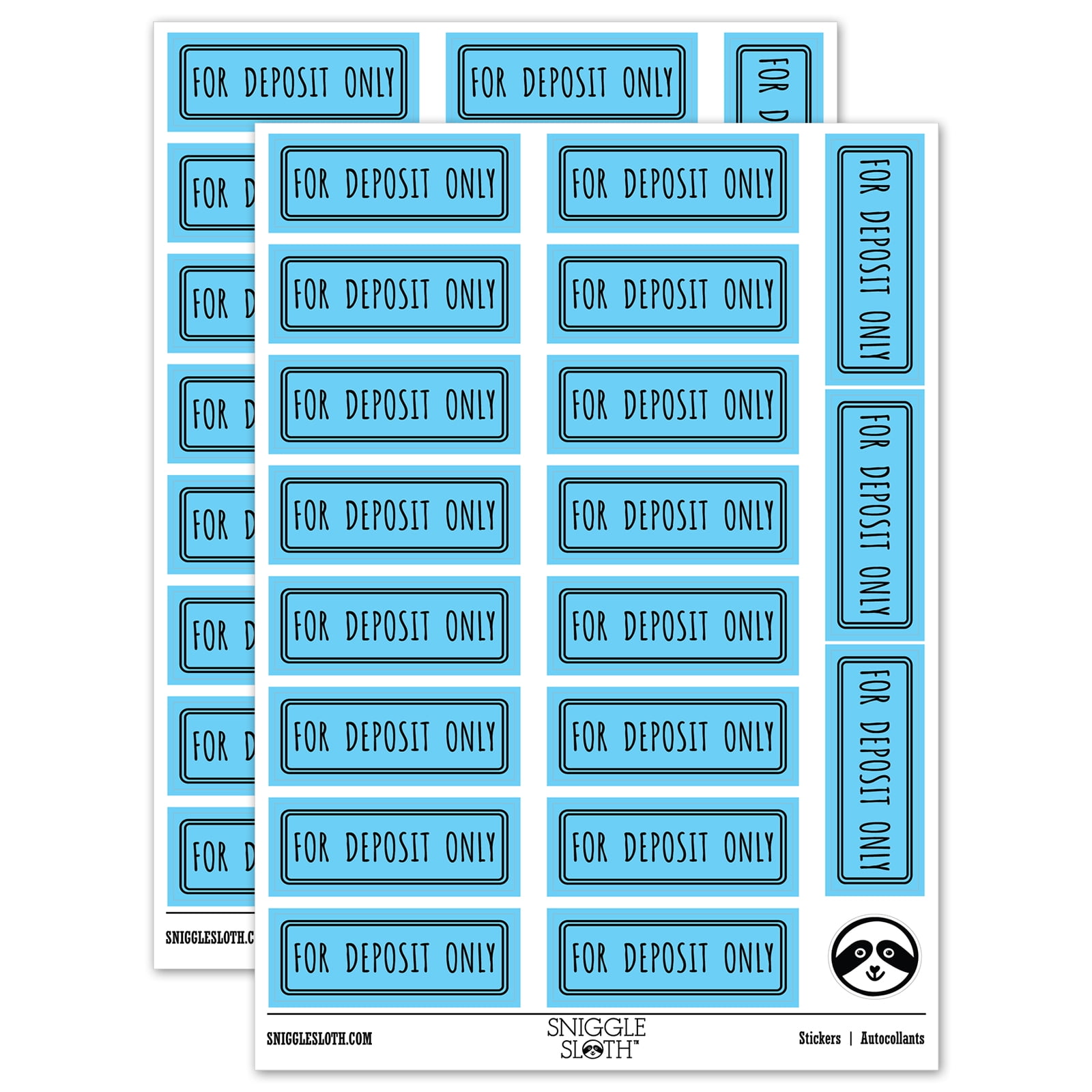For Deposit Only Double Border Bank Check Sticker Set - Light Blue ...