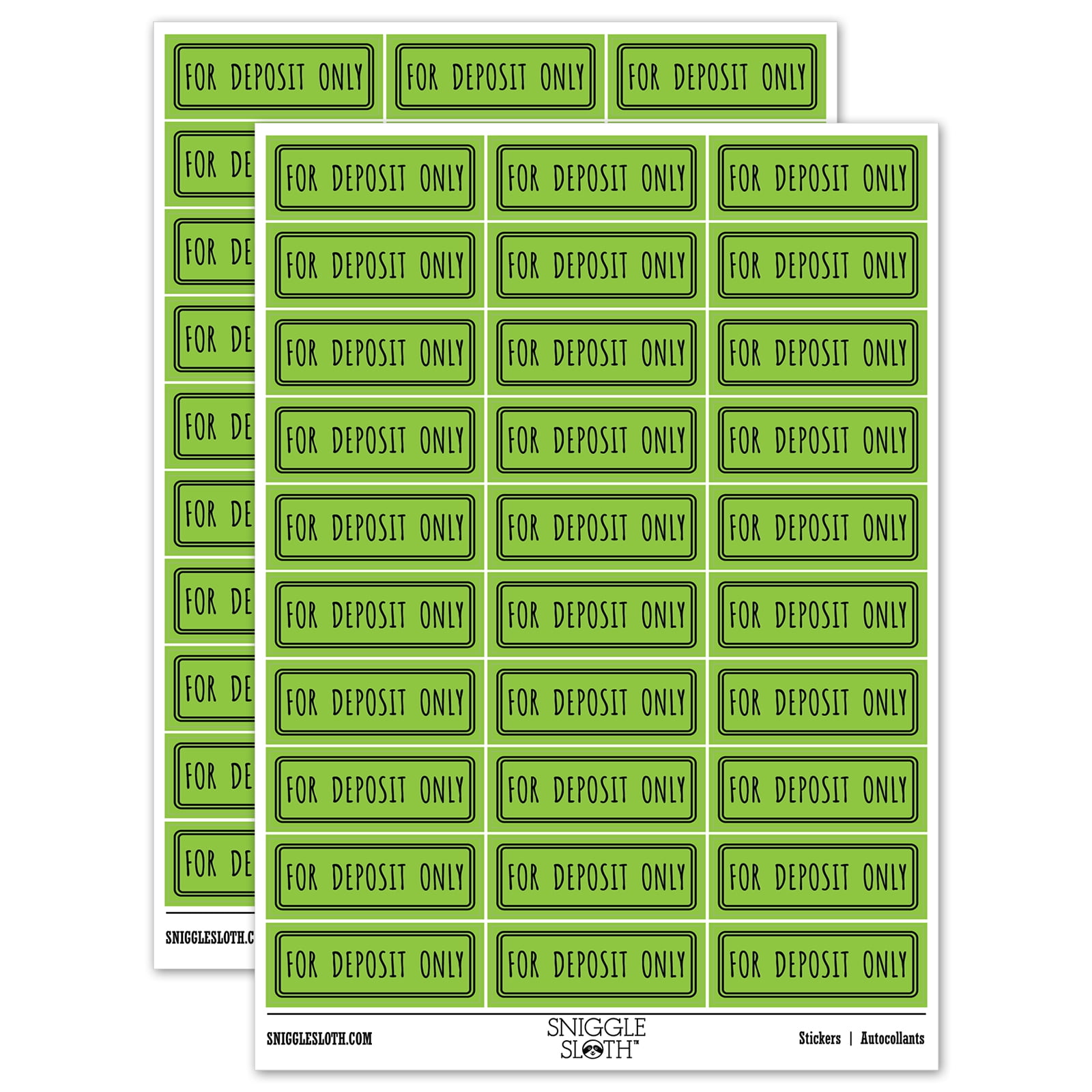 For Deposit Only Double Border Bank Check Sticker Set - Light Green ...