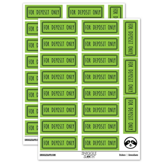 For Deposit Only Double Border Bank Check Sticker Set - Light Green ...
