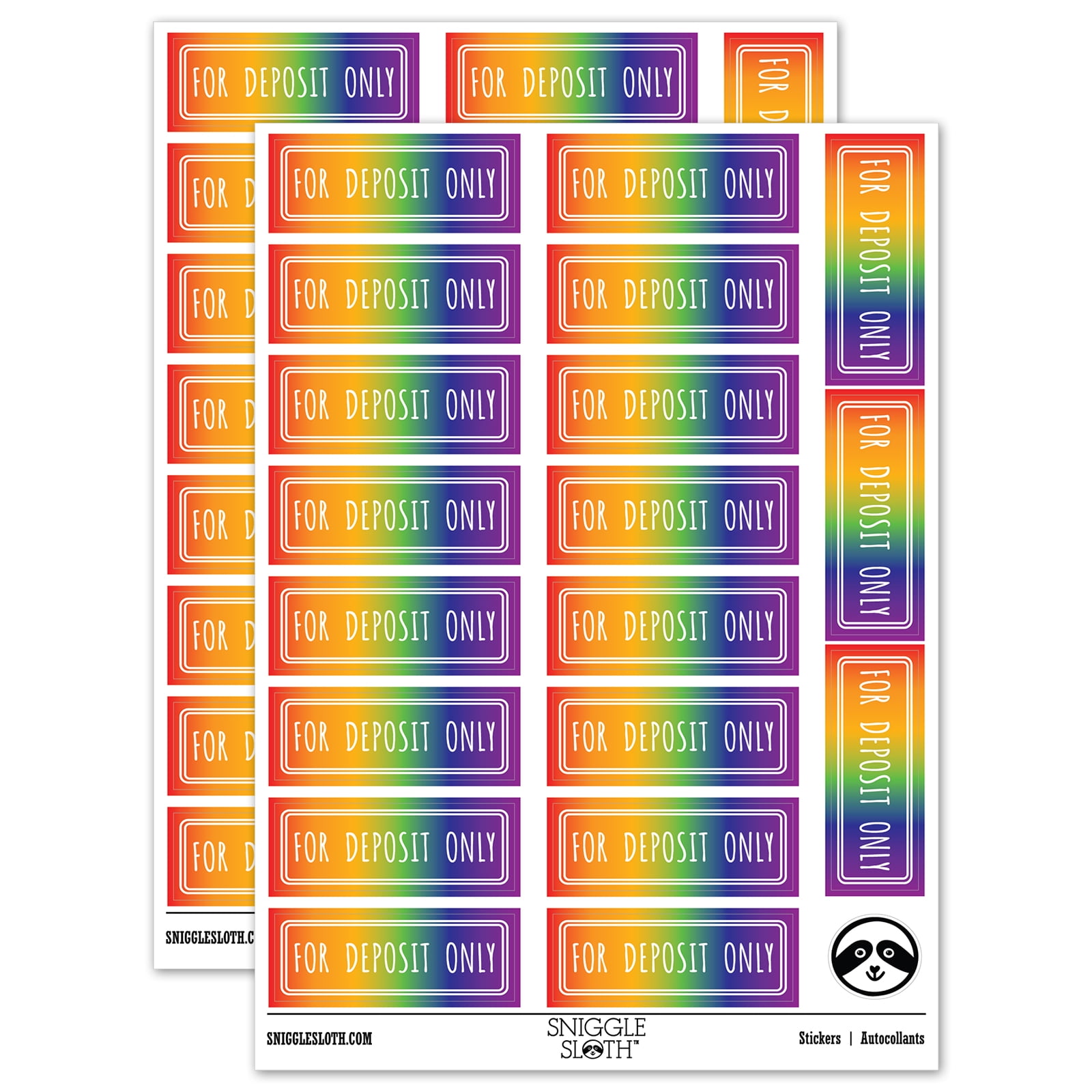 For Deposit Only Double Border Bank Check Sticker Set - Rainbow - Matte ...