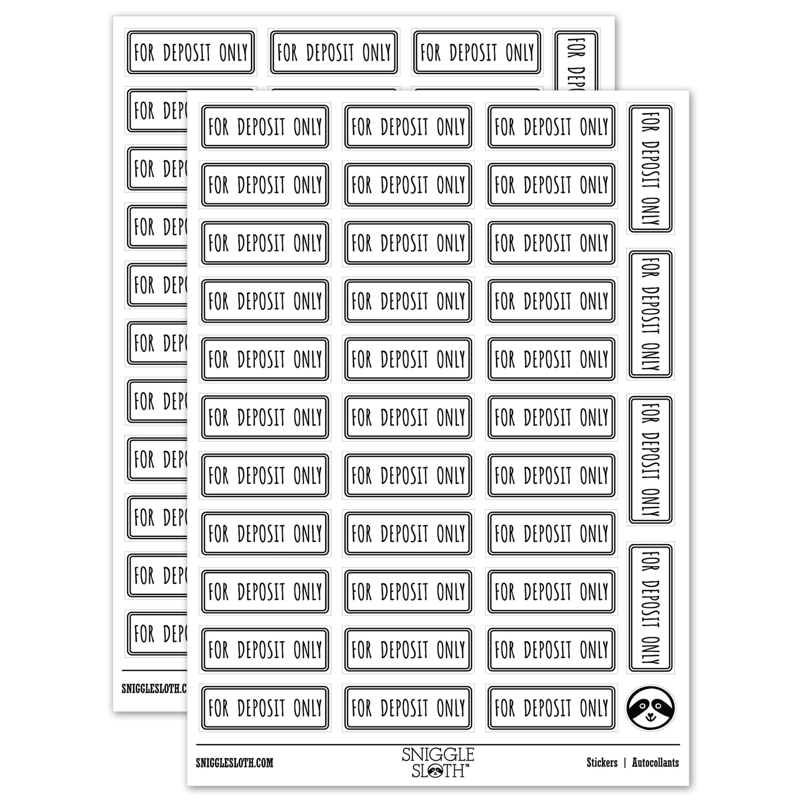 For Deposit Only Double Border Bank Check Sticker Set - White - Matte ...